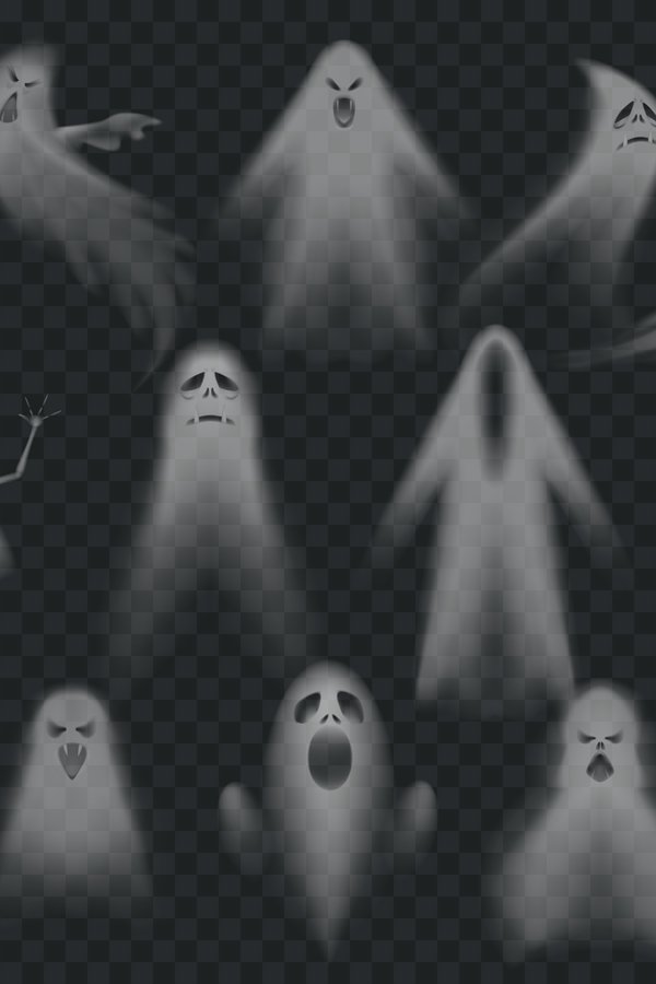 Transparent ghost. Horror spooky ghosts, halloween night gho