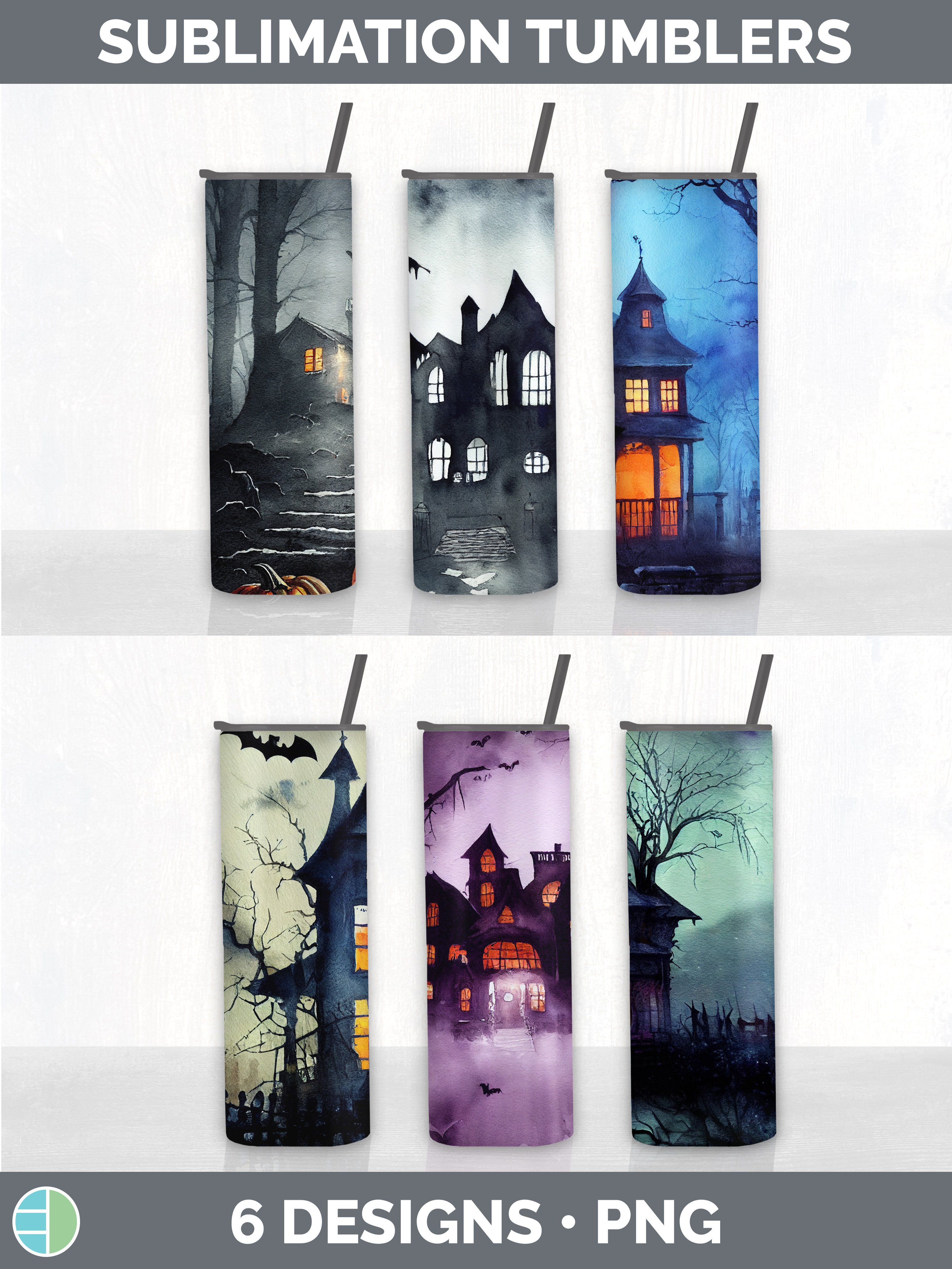 Halloween Haunted House Tumbler Sublimation Bundle