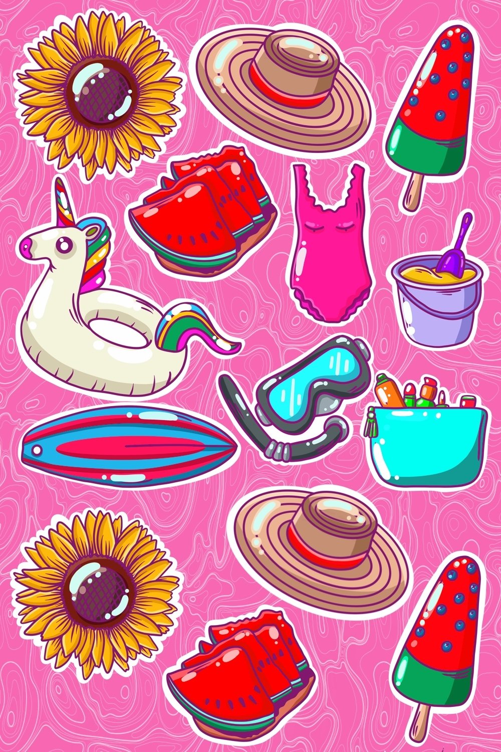 Summer print,summer, sun,ice cream,fruit,watermelon,orange