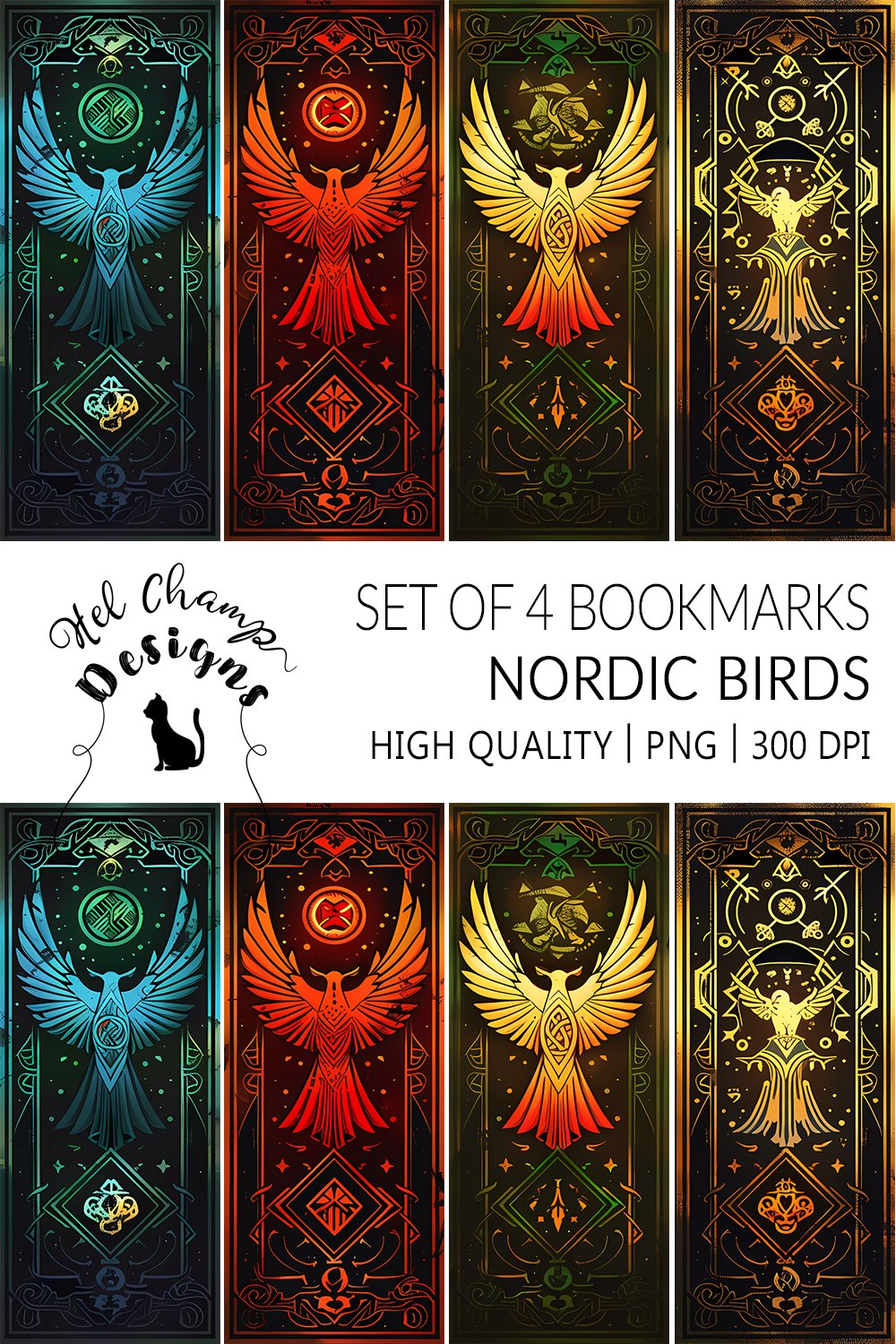 Bookmarks nordic art birds and princesses sublimation