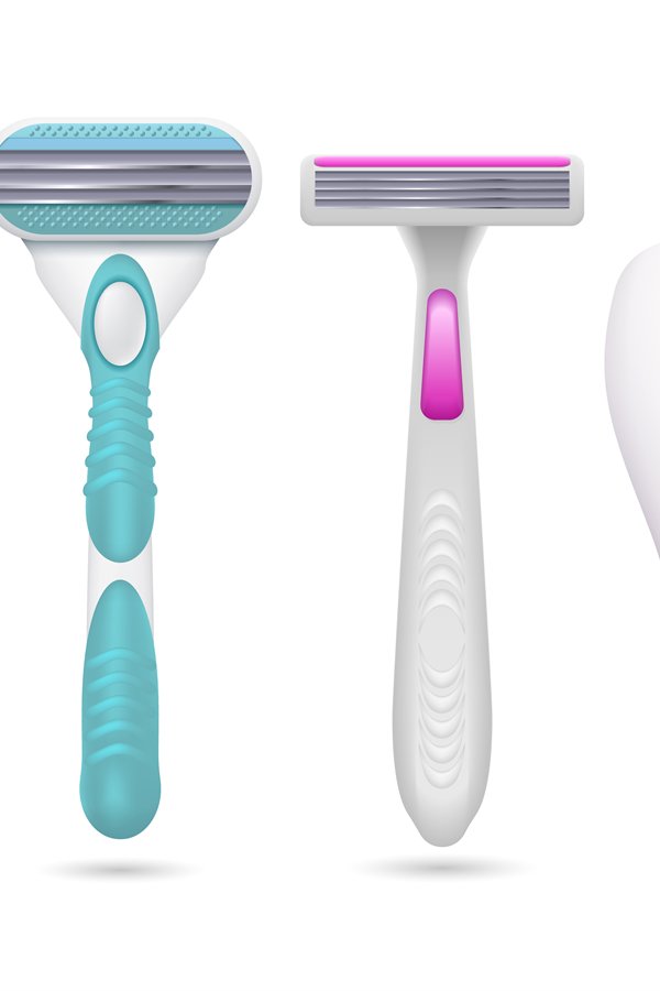 Realistic female shaving razor. Woman hygiene shavers vector