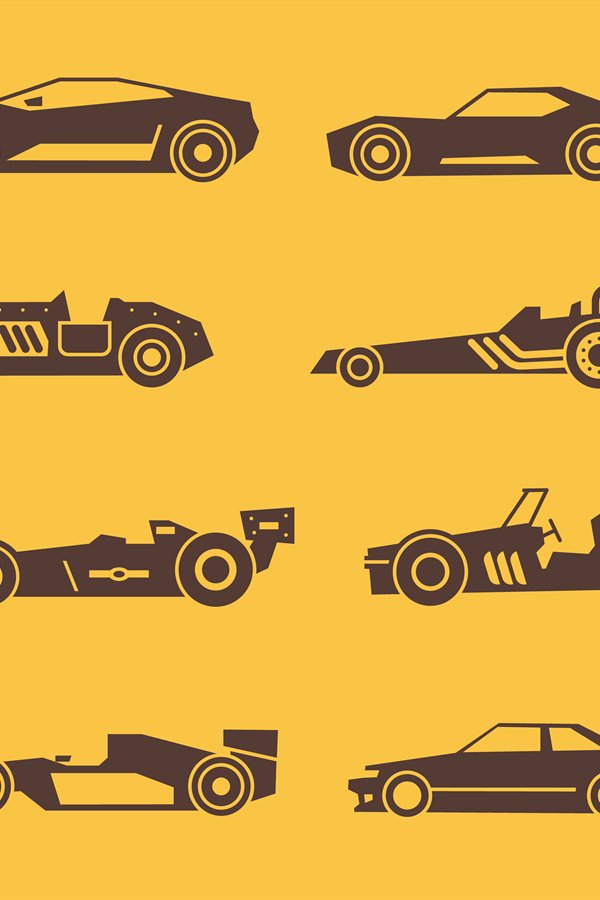 Sport race car black vector icons