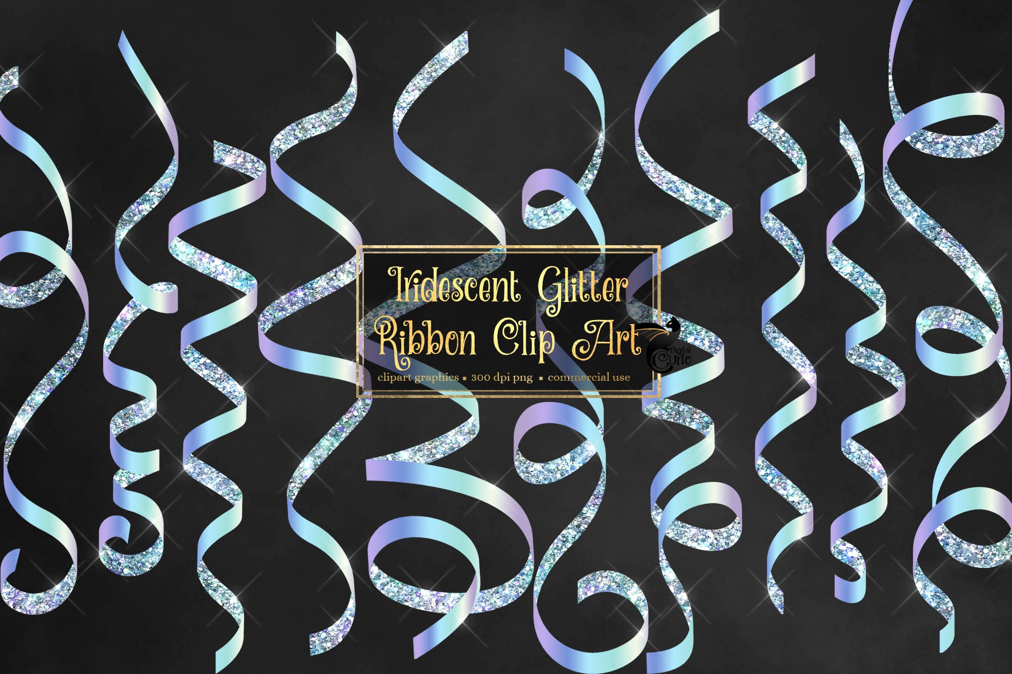 Iridescent Glitter Ribbon Clipart