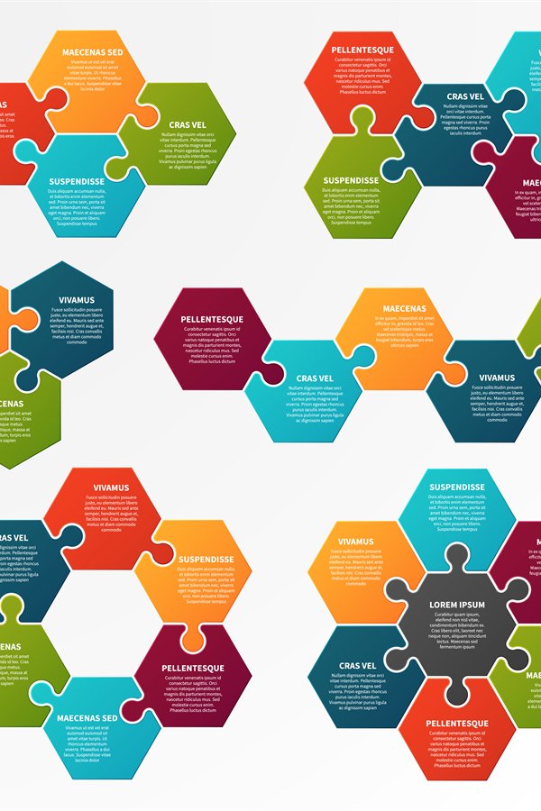 Puzzle infographic. Optional process, workflow infocharts wi