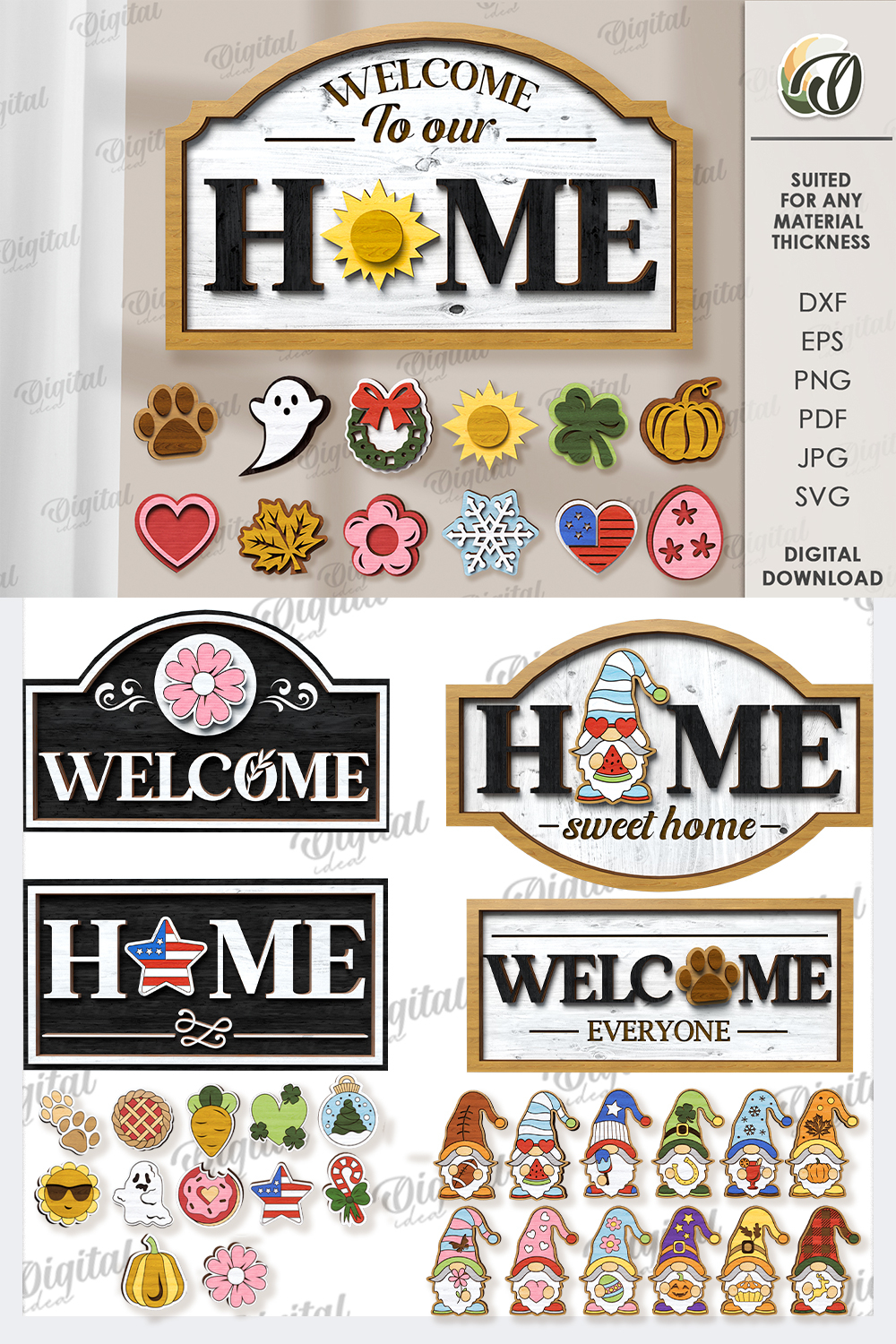 Interchangeable Home Signs Bundle Laser Cut. Home (5617709)
