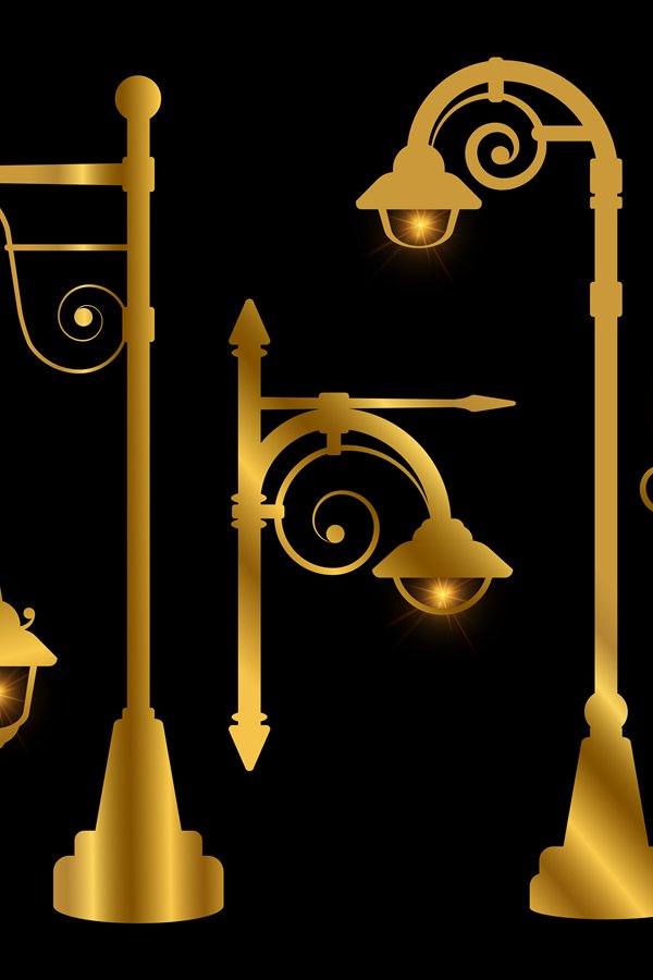 Street lamp, road lights vector golden