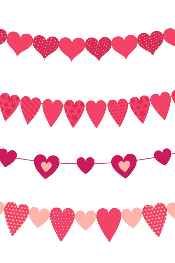 Bunting hearts. Love valentines heart shapes buntings, weddi