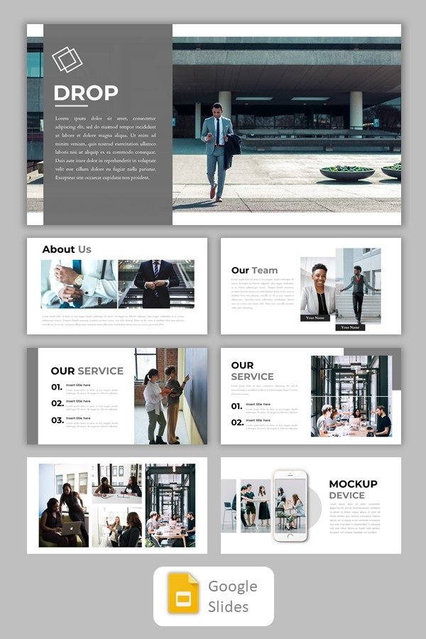 Pitch Deck Google Slides Template - Drop