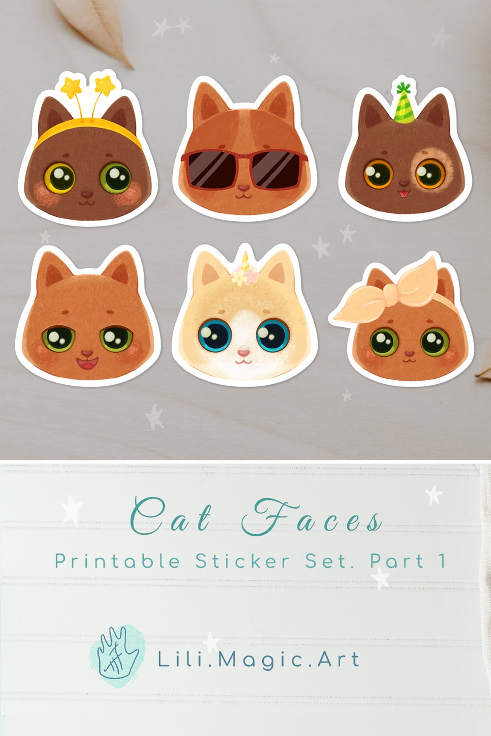Cute Cat Faces | Cat Printable Stickers (2063101)