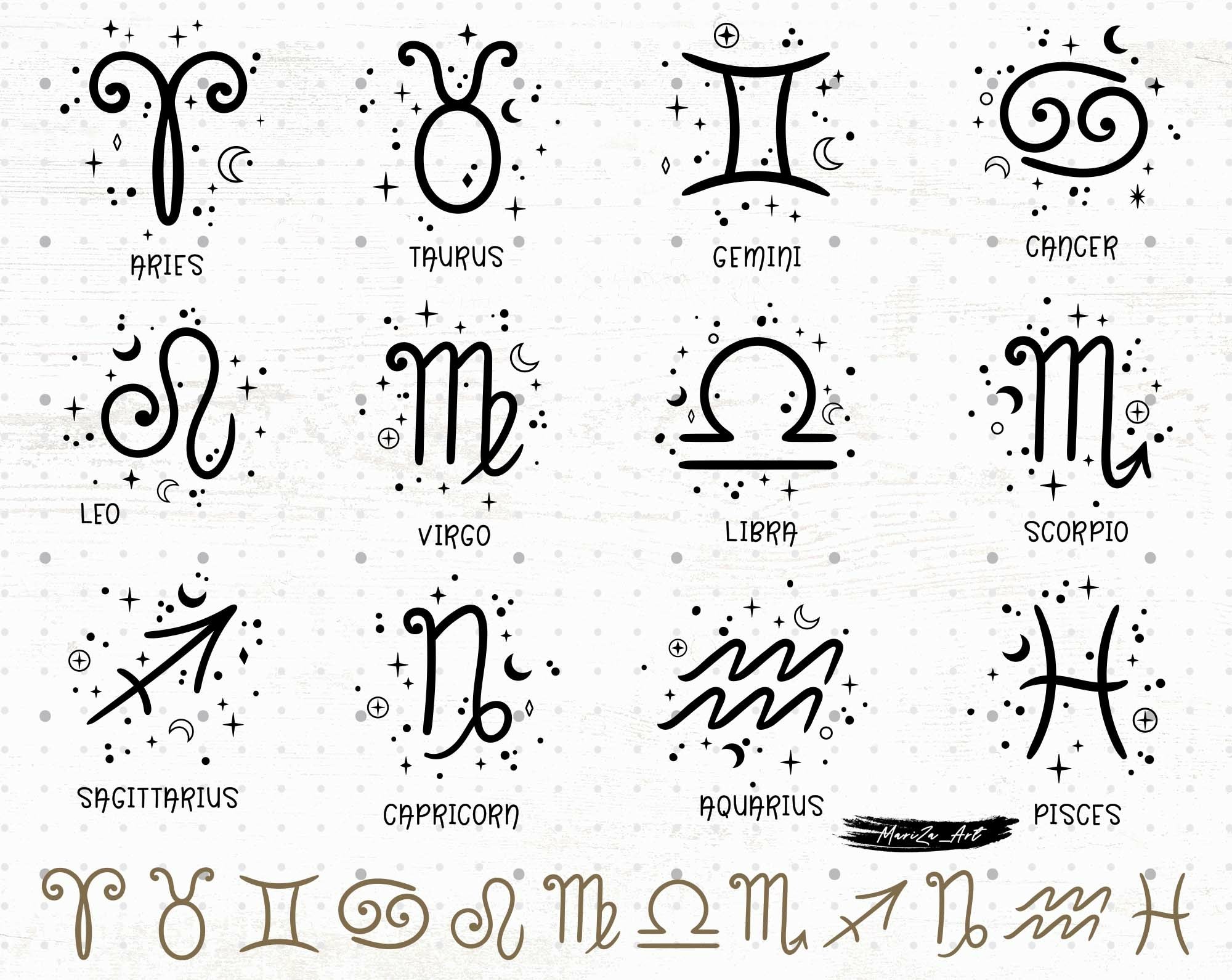 Astrology zodiac signs SVG & PNG bundle