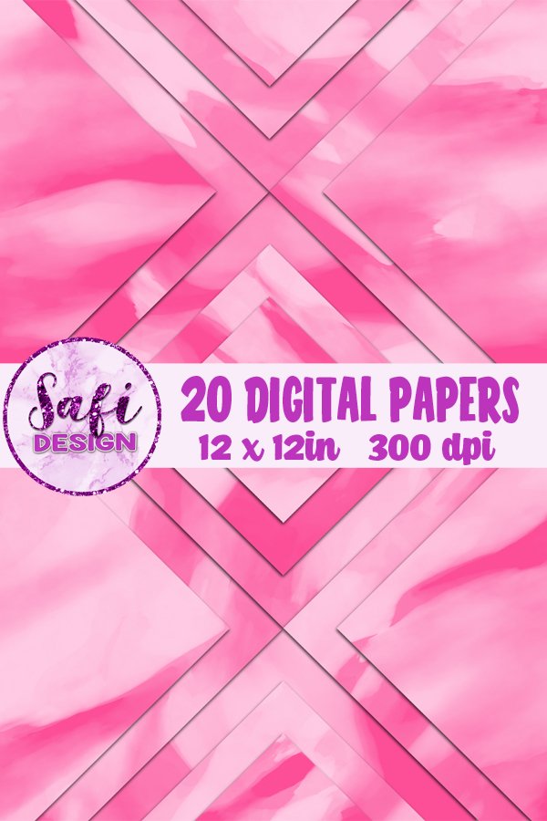 Digital Paper - Pink Watercolour Backgrounds
