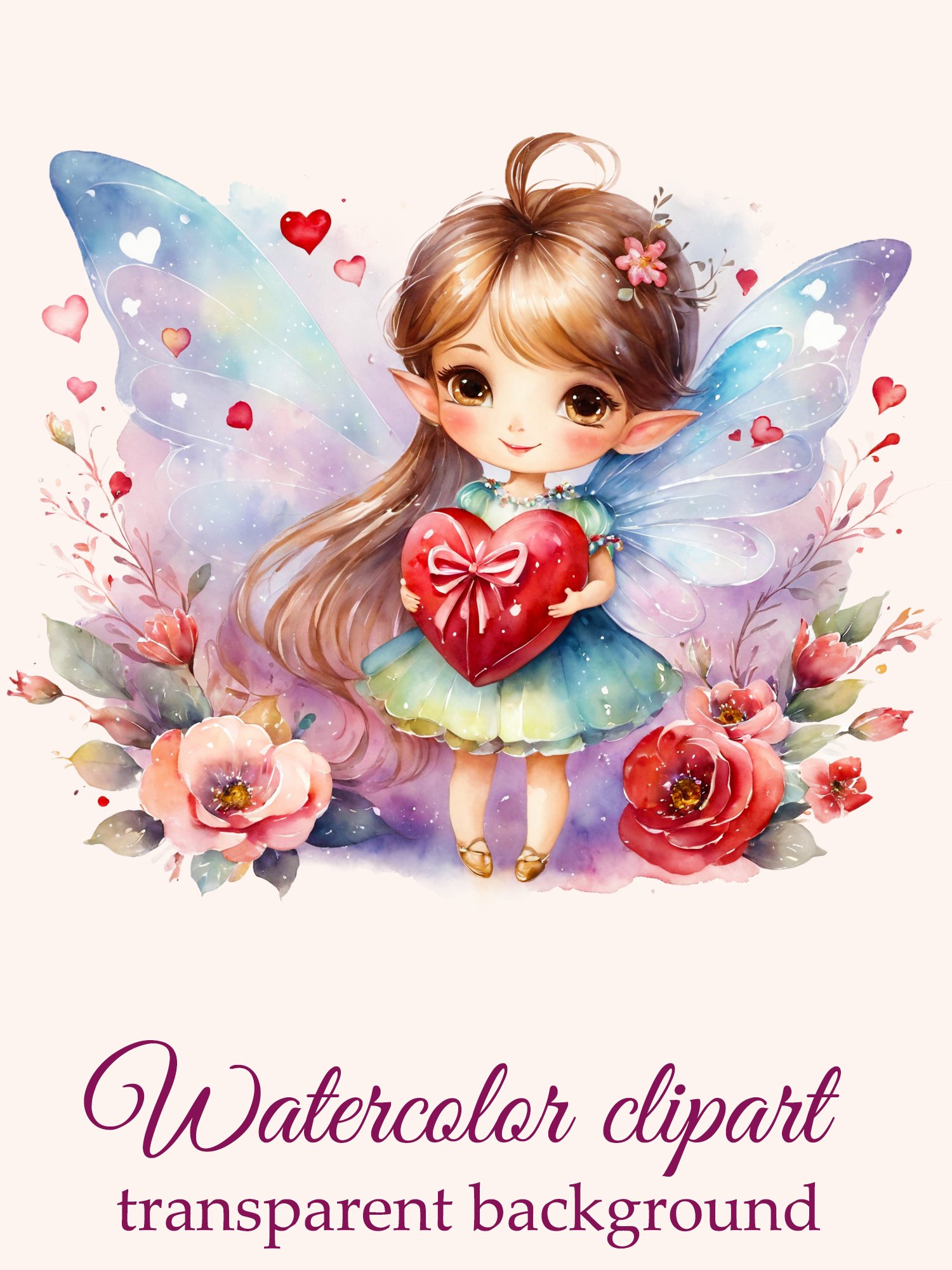 Spring Flower Fairy Watercolor Clipart for Spring Design