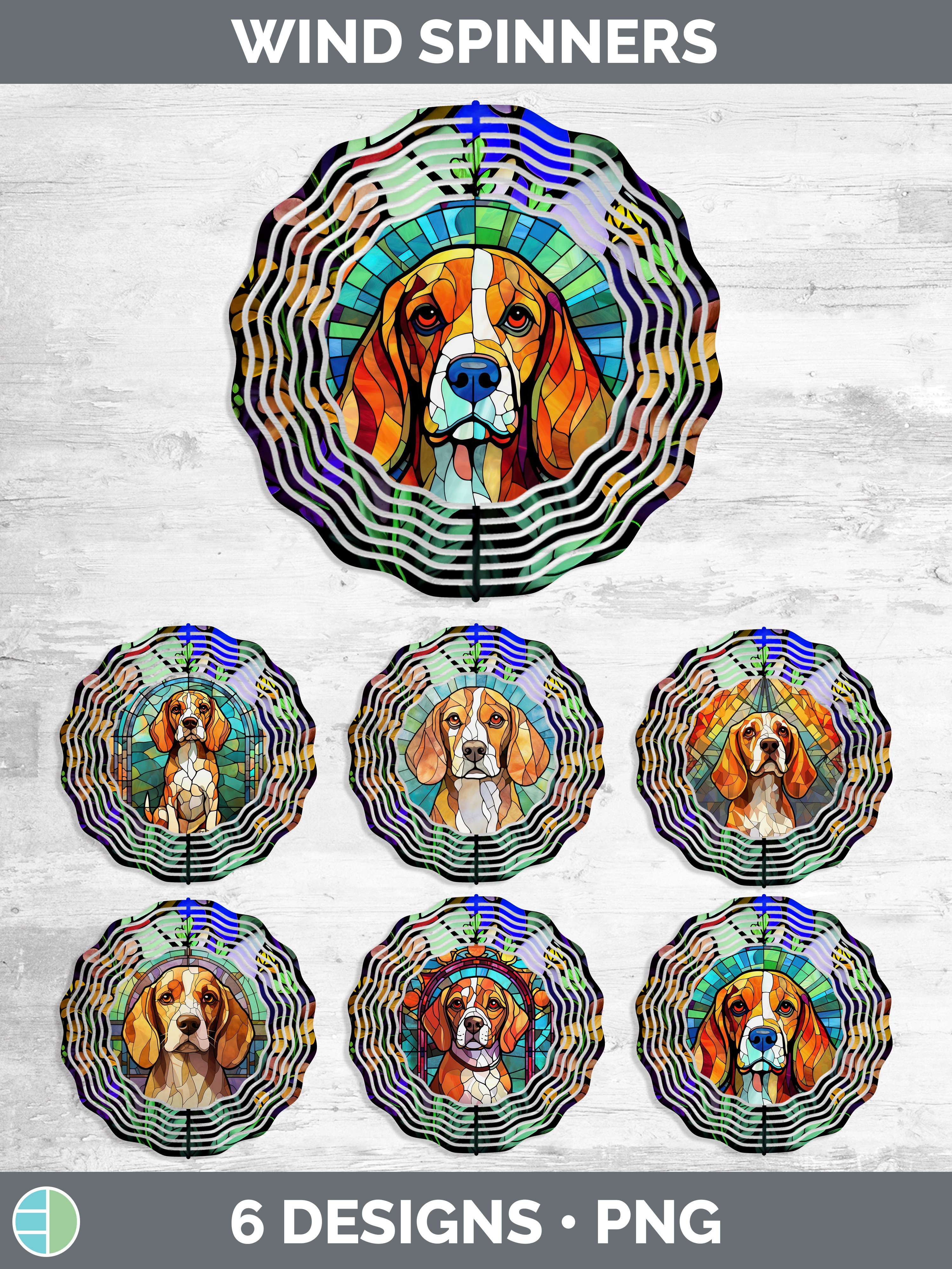 Stained Glass Beagle Dog Wind Spinner | Sublimation Spinner