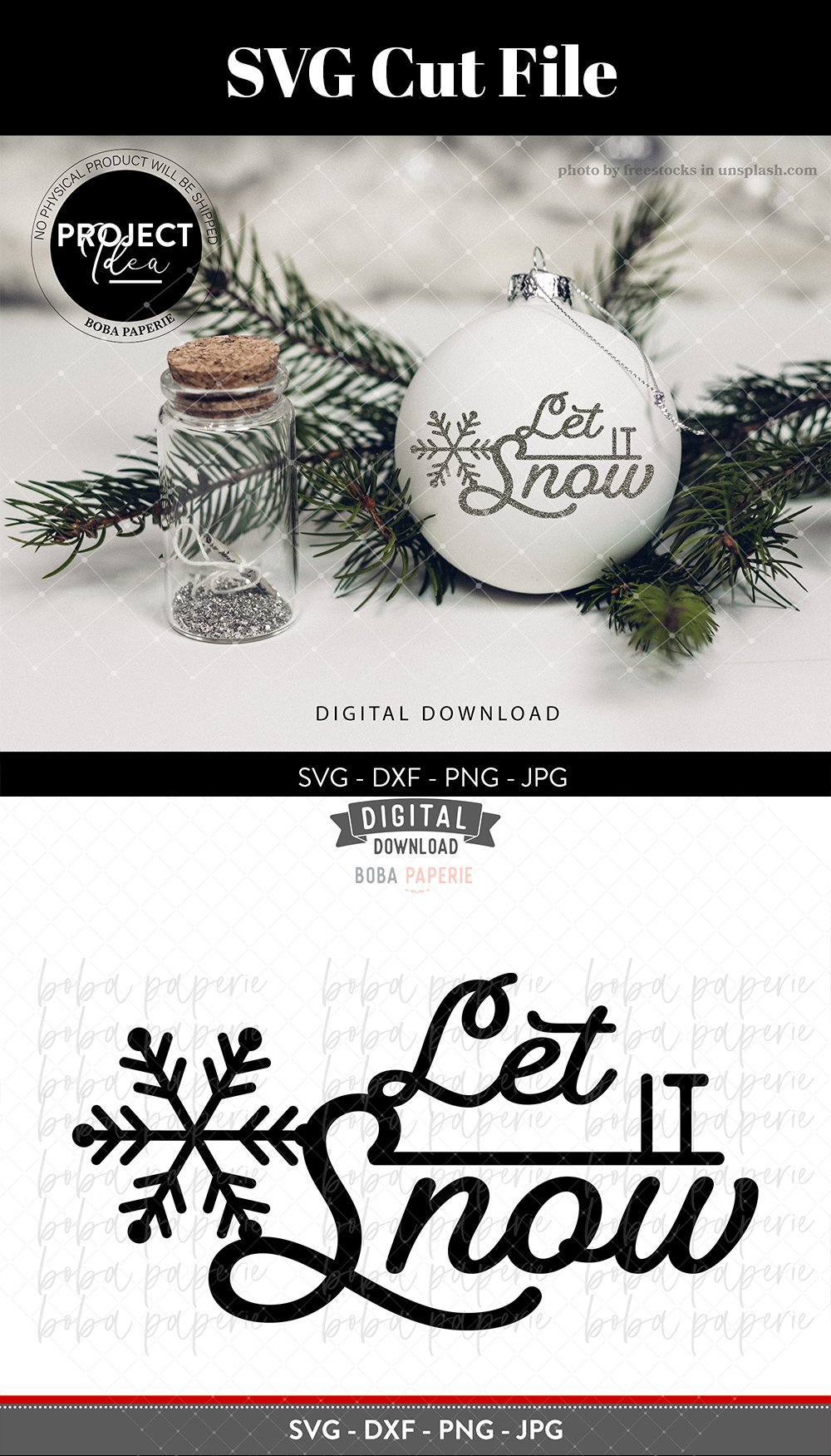 Let It Snow Ornament SVG | Christmas Ornament svg