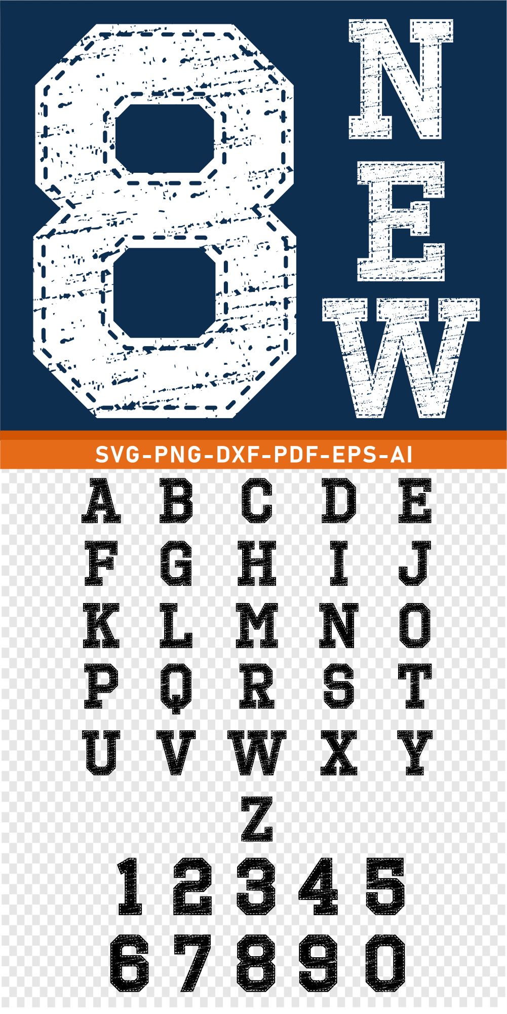 Distressed Varsity Font SVG, Grunge Alphabet, Sport Letters