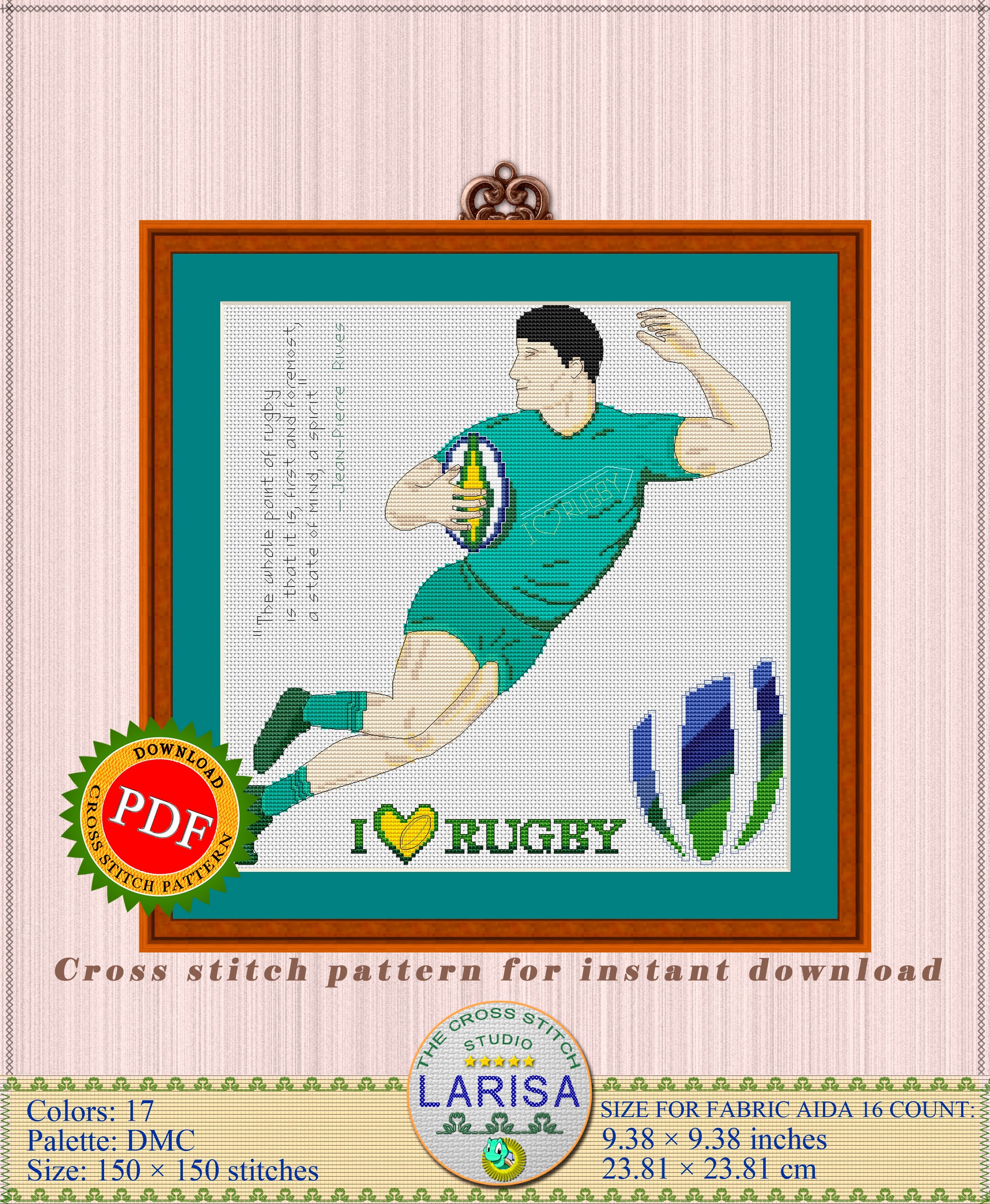 Rugby Cross Stitch Pattern | Rugby Player | Rugby Union
