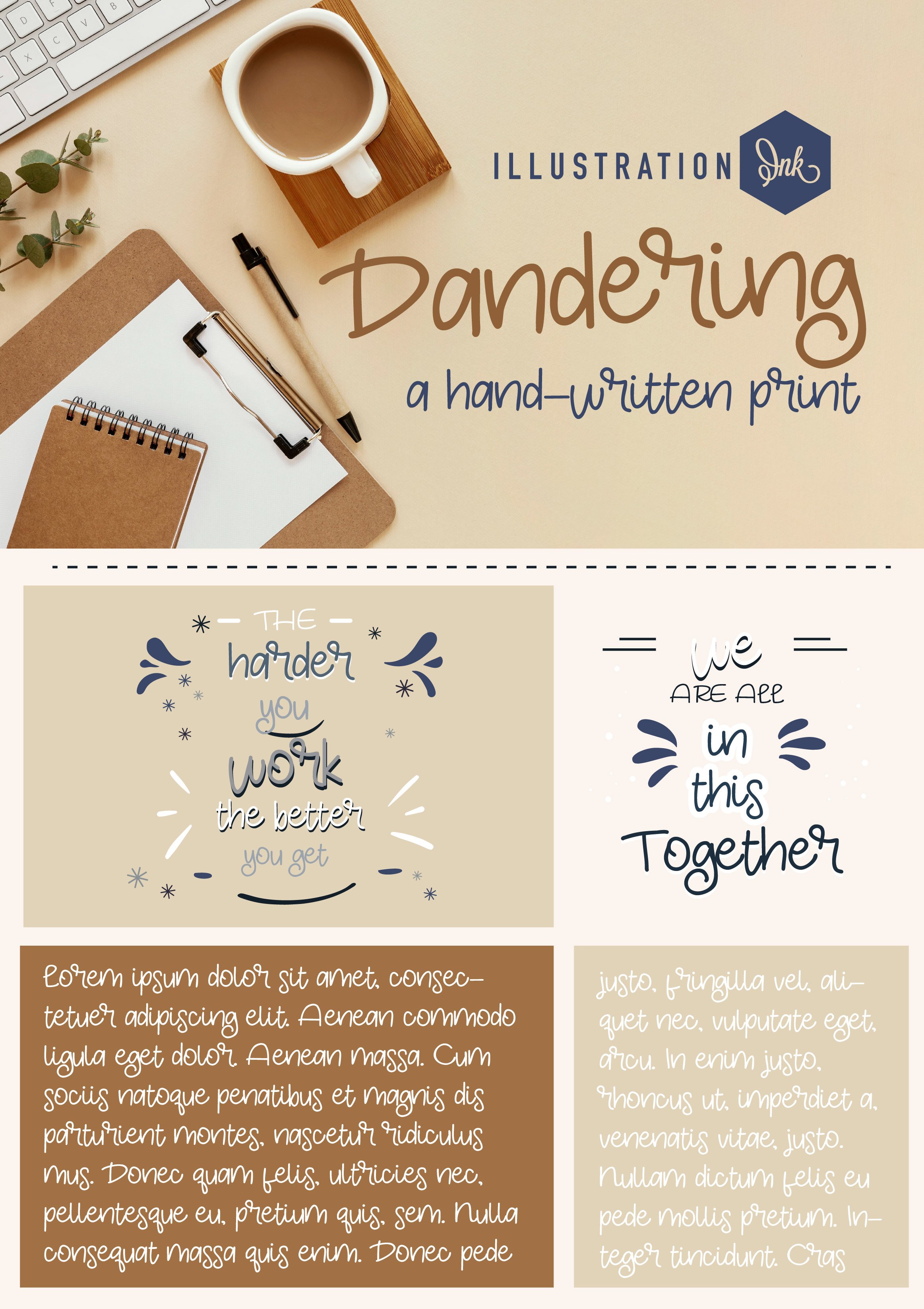 Handcrafted cursive script