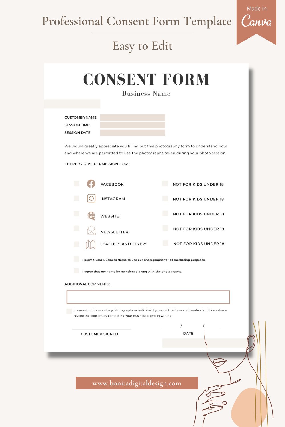 Photography Consent form template | Canva Edit