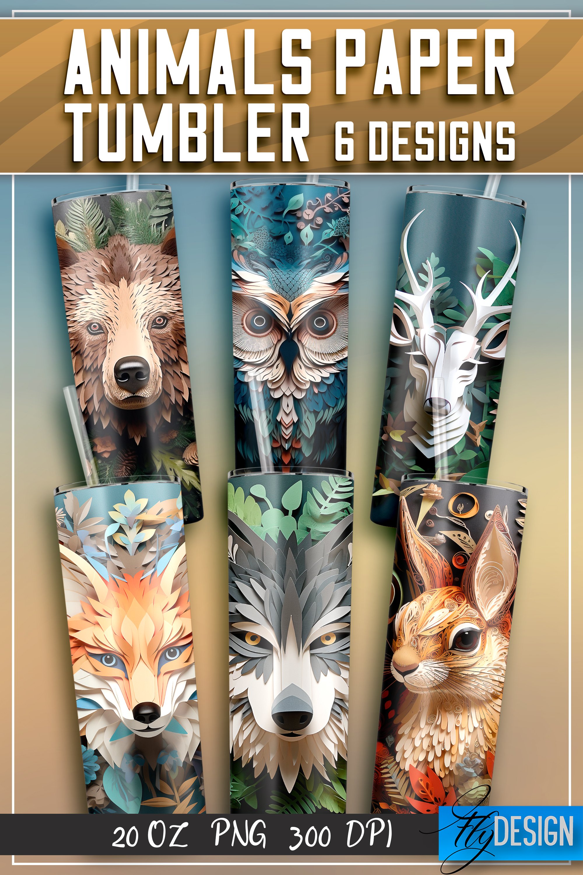 Animals Paper Quilling Tumblers|3d Paper Animal Wrap Tumbler