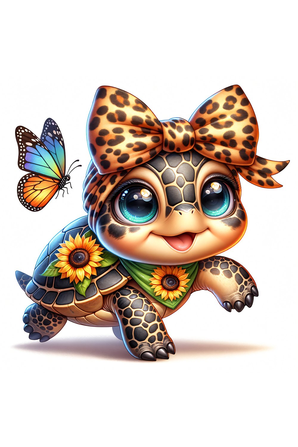 Cute Turtle with Sunflowers JPG File (3550415)