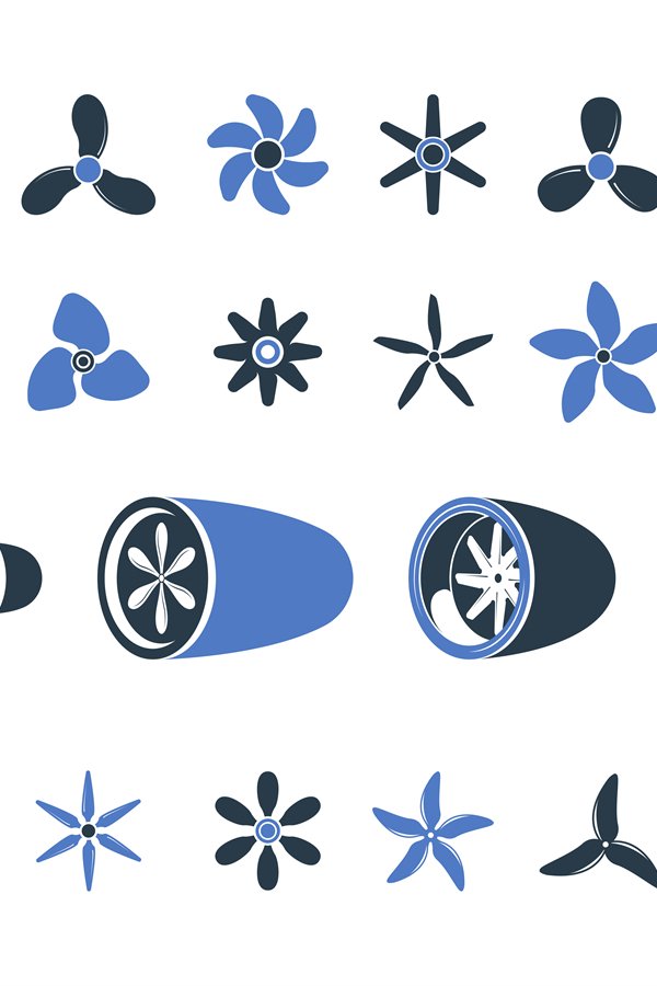 Airplane engines. Propeller turbine symbols plane equipment