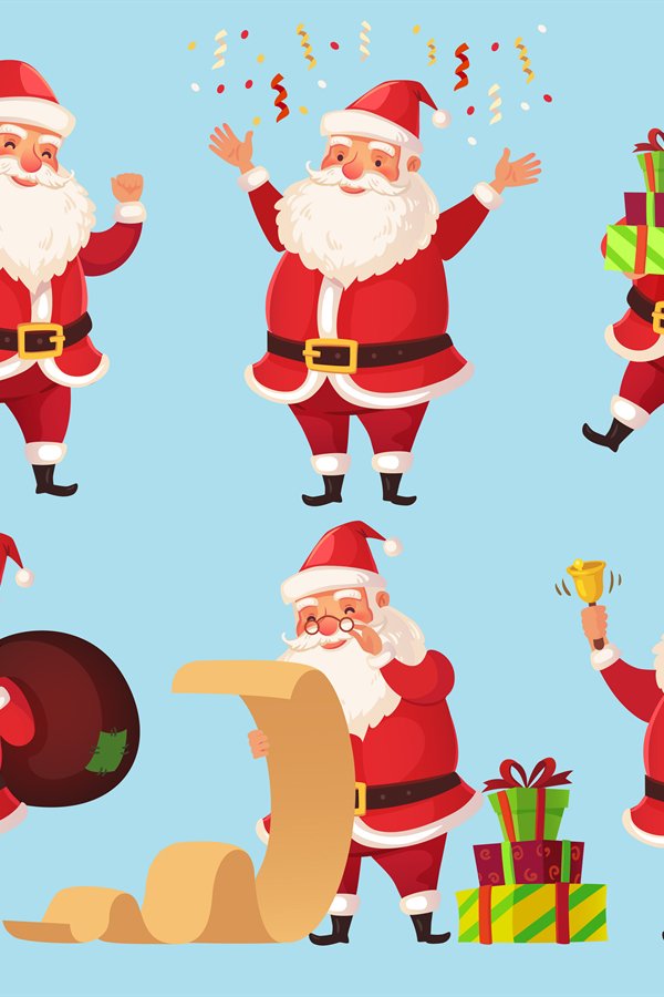 Christmas Santa cartoon character. Funny Santa Claus with Xm