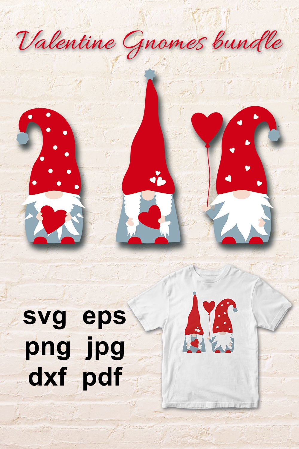 Valentine Gnomes SVG, Gnomes with hearts family, bundle svg.