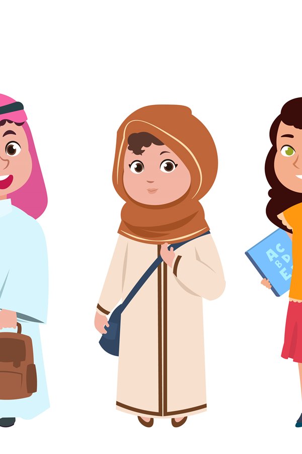 School kids vector. International students cartoon character