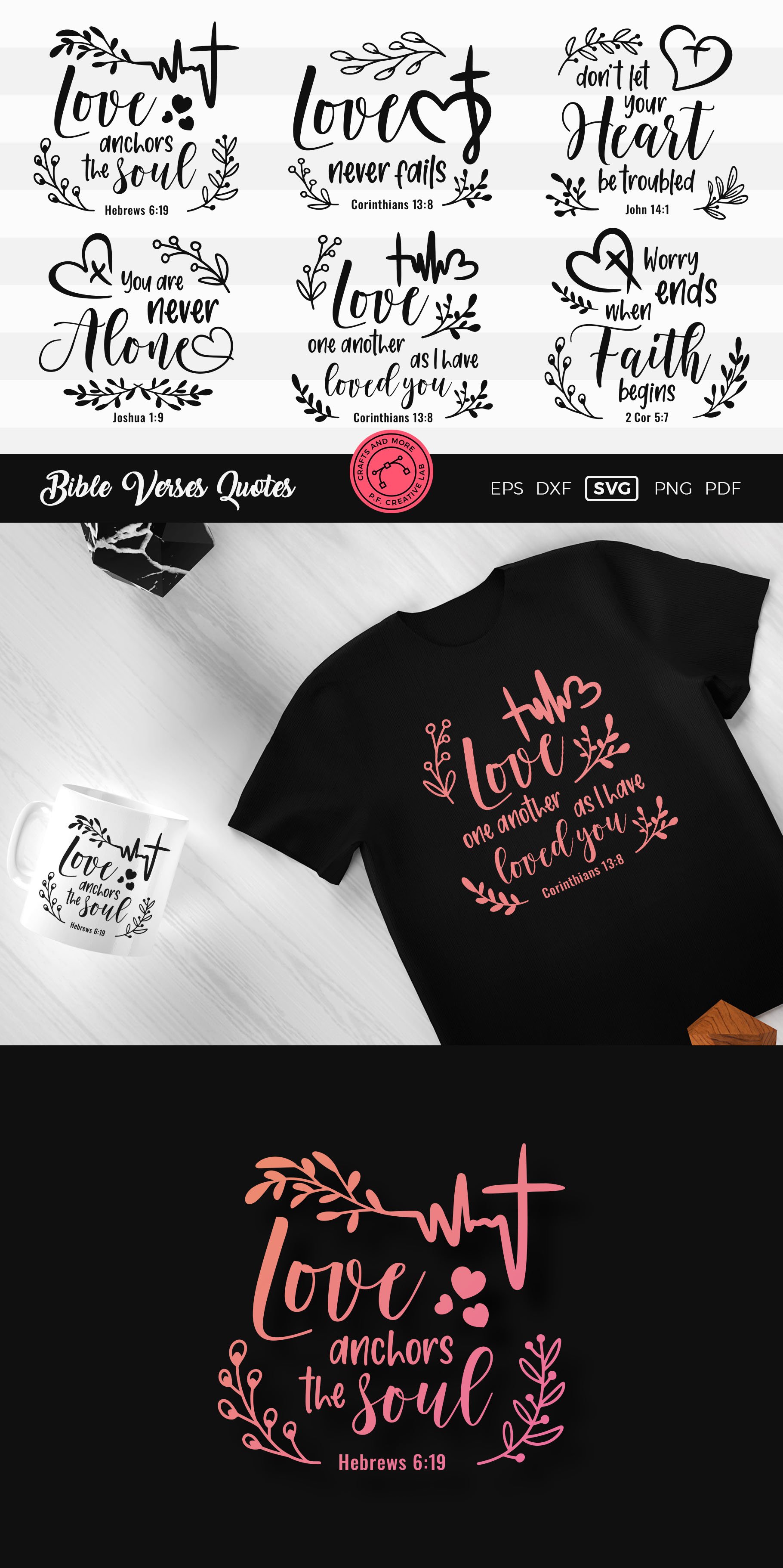 Bible Verses Christian Quotes Clipart Bundle