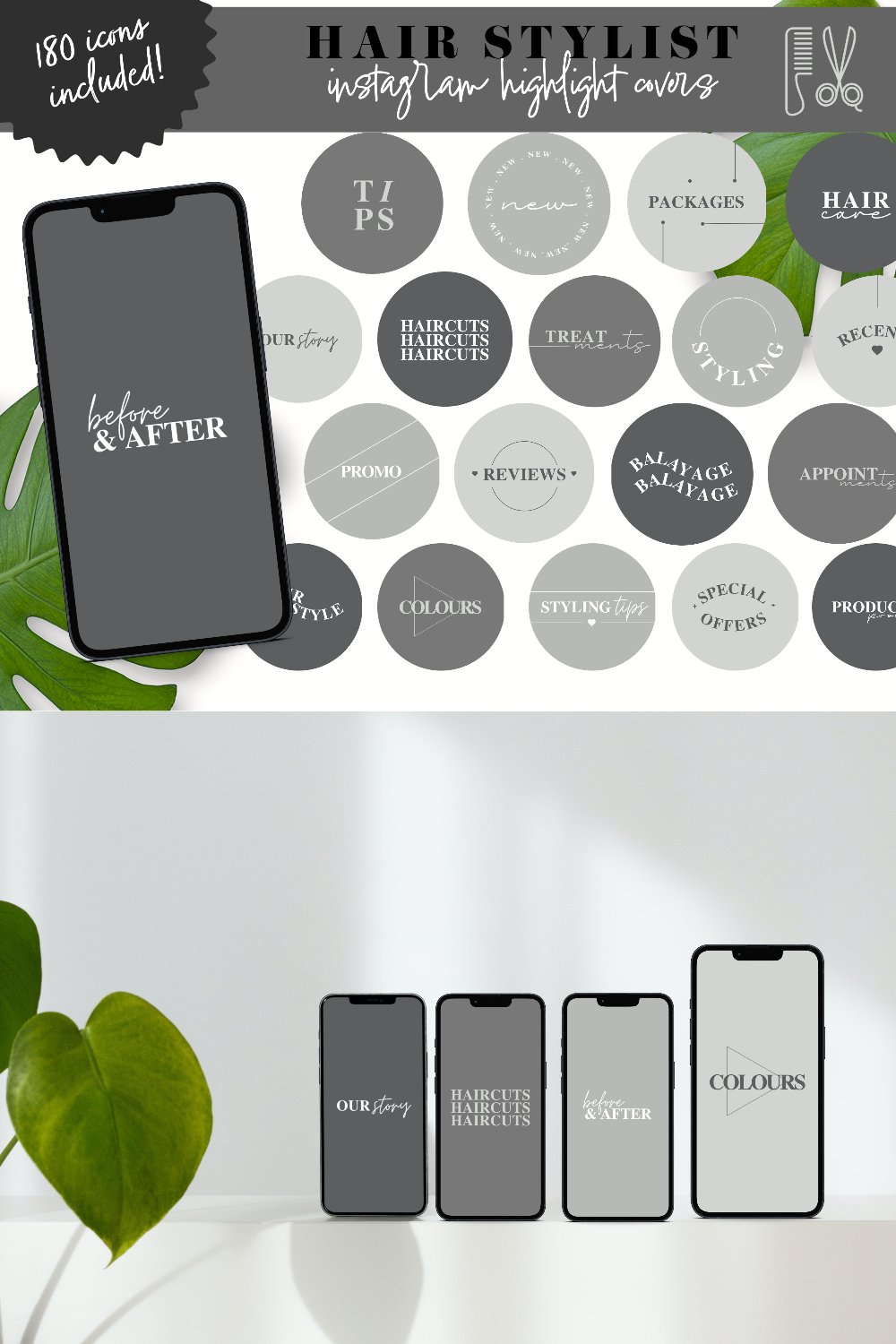 grey hairstylist instagram highlight icons