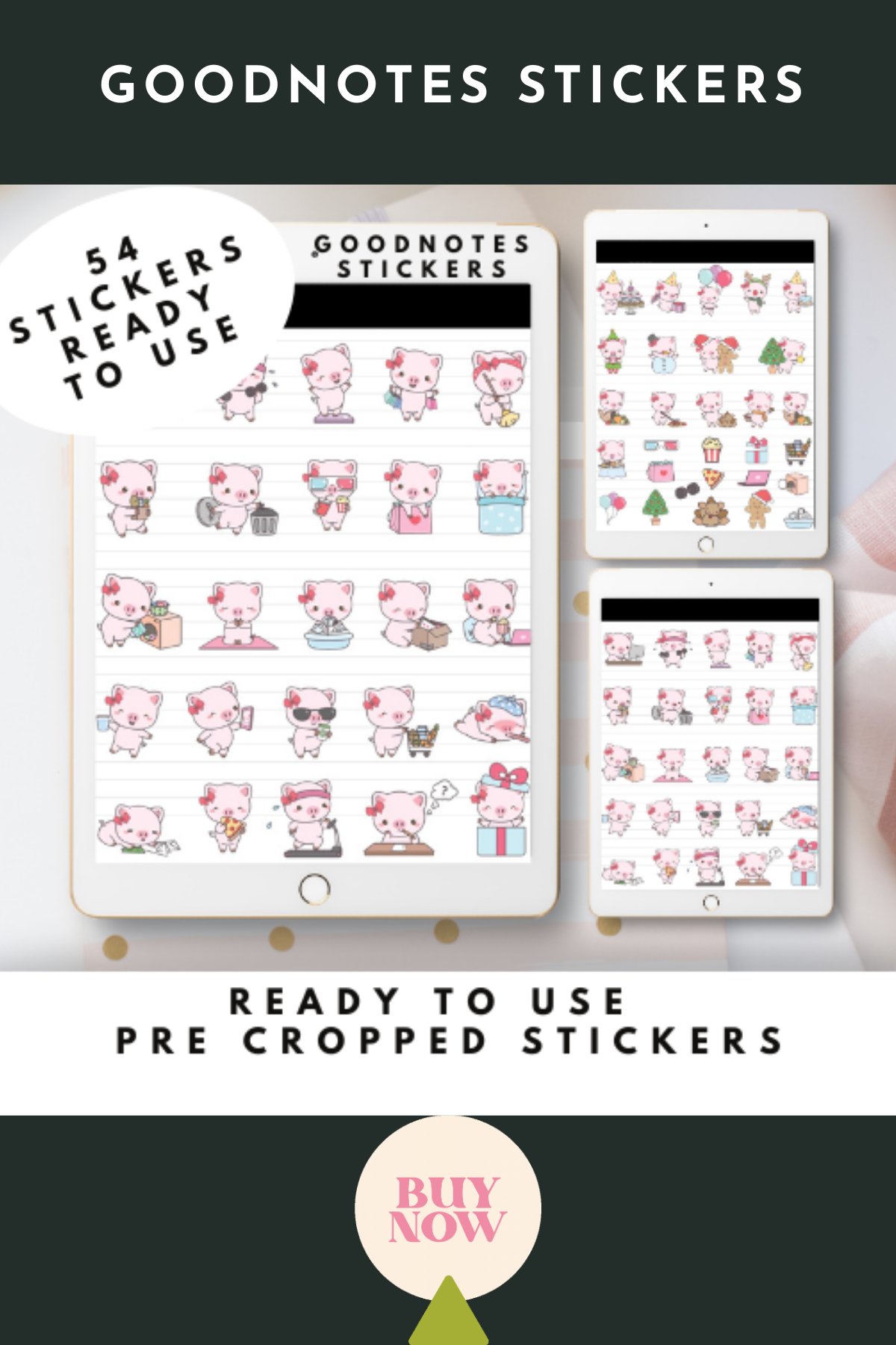 Piggy Digital Planner Stickers GoodNotes