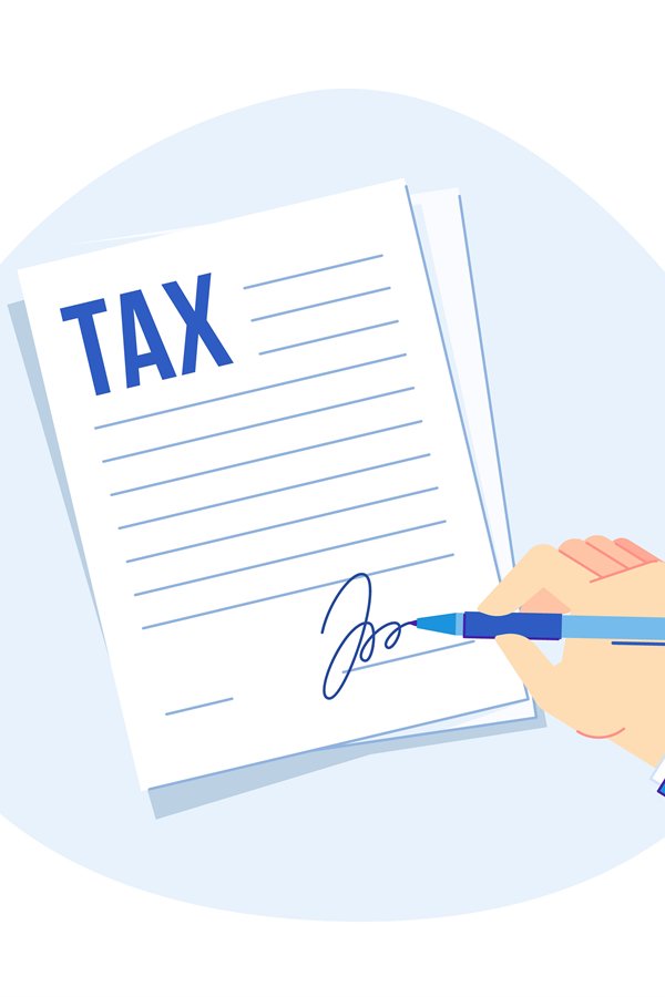 Tax form signing. Corporate taxes report, businesses finance
