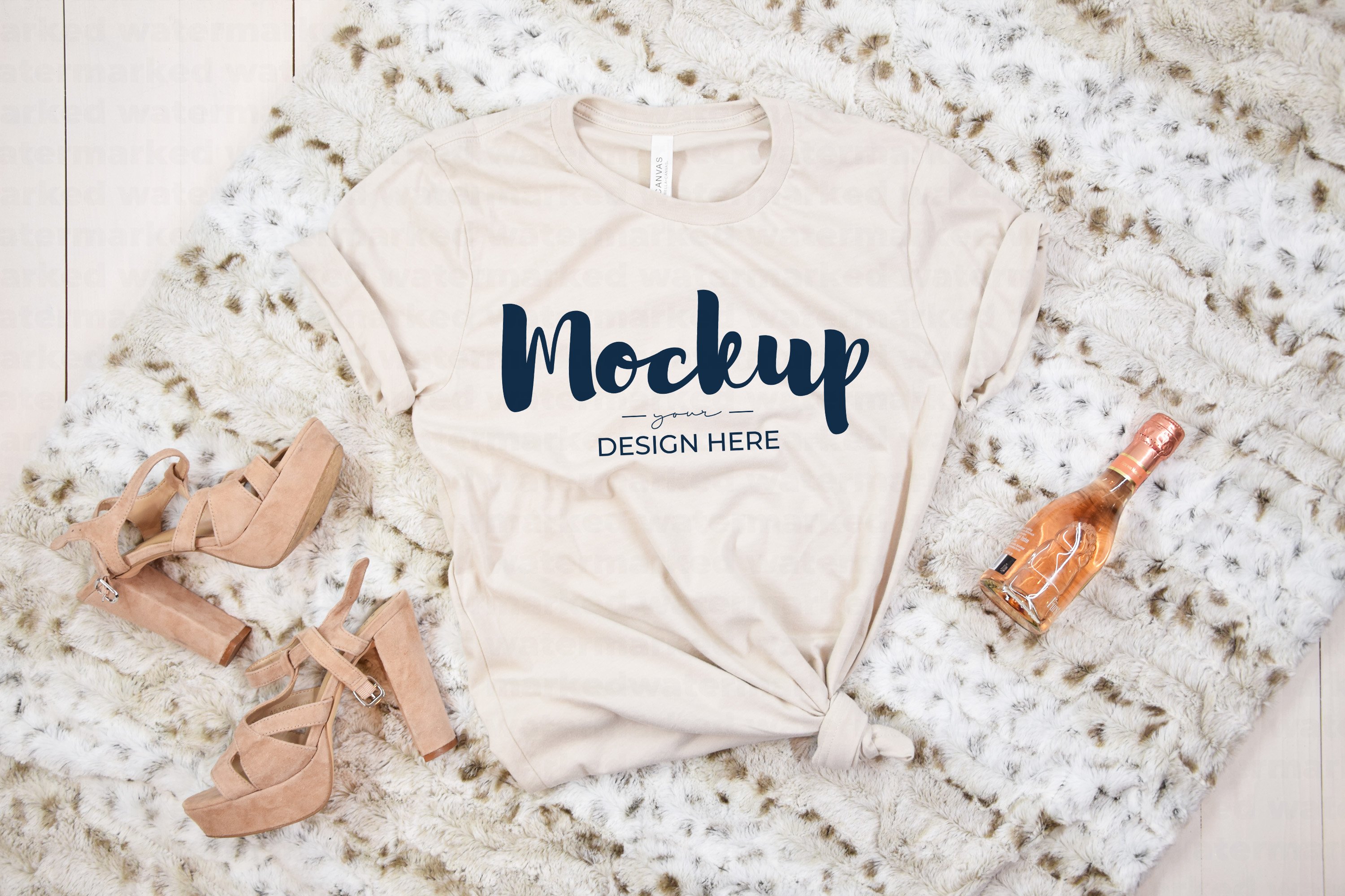 Beige Shirt Mockup, New Year's Eve Mock up, Bella (1253764)