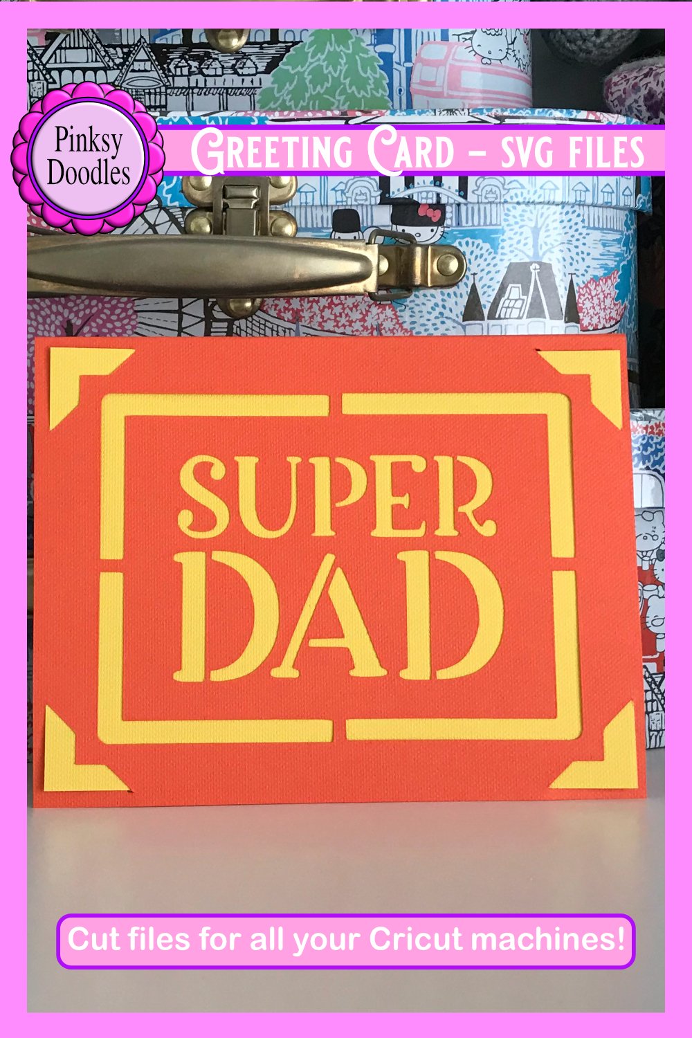 Super Dad layered insert card svg cut file