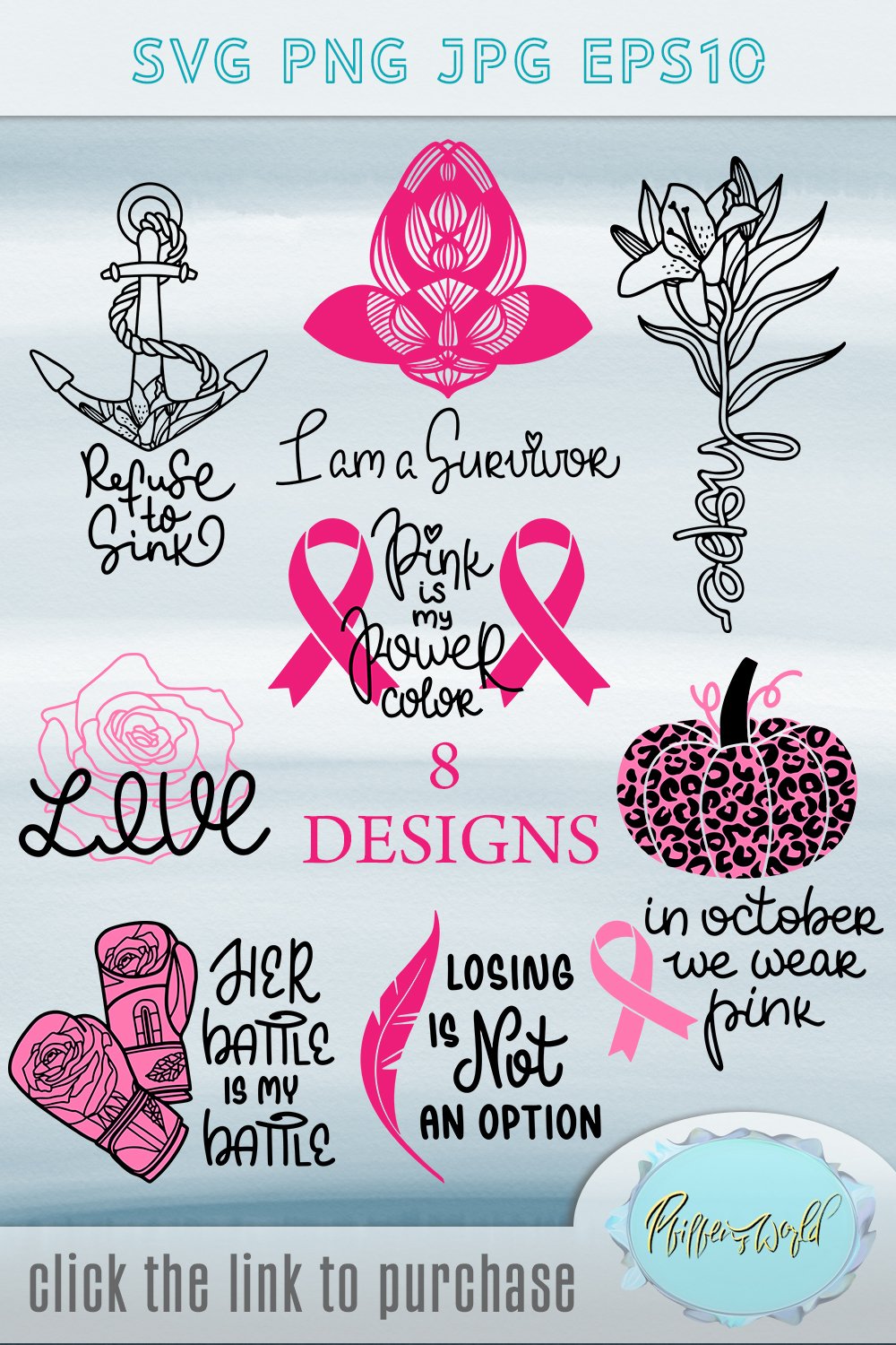 Breast Cancer SVG bundle | Cancer Awareness Quotes PNG