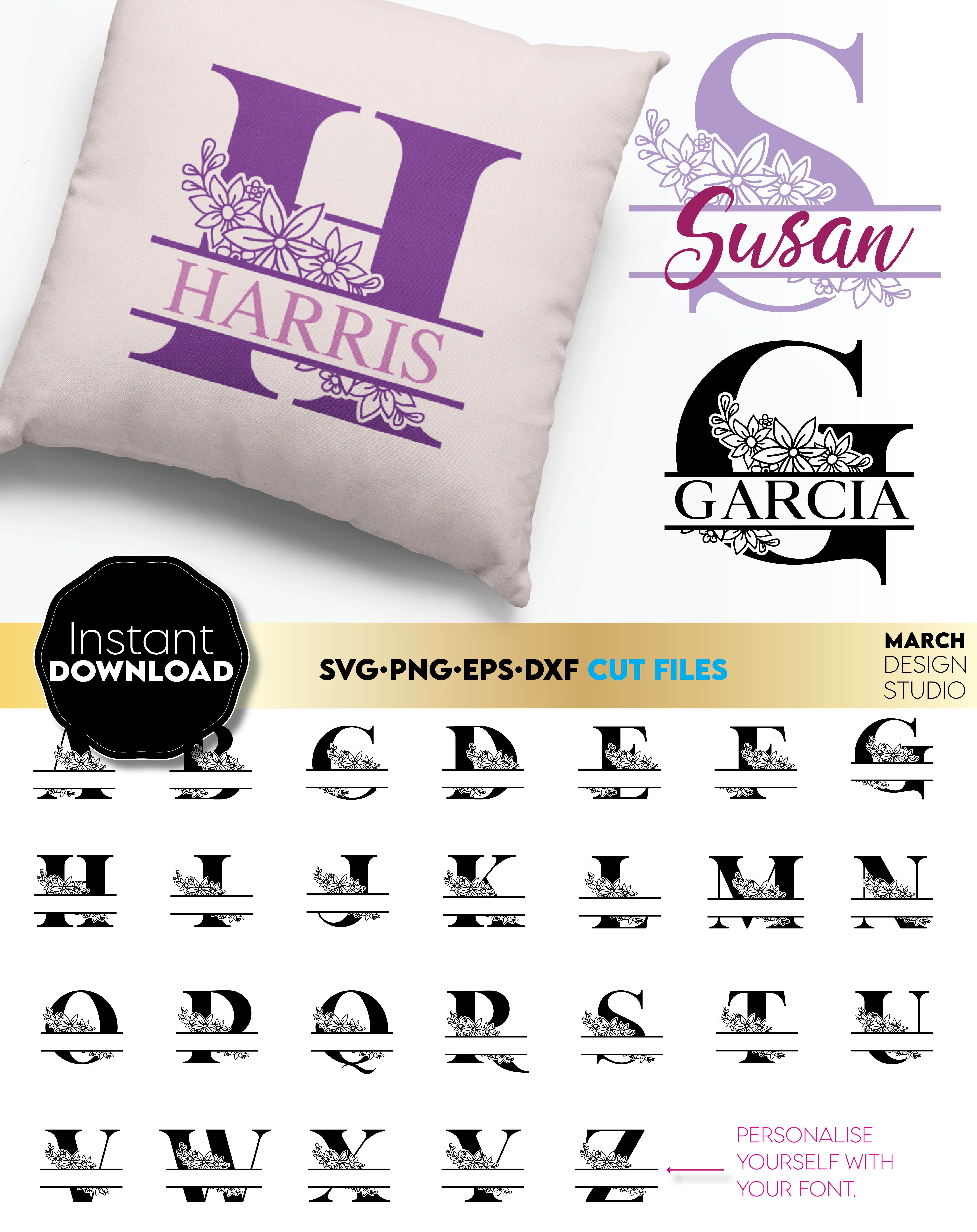 Floral Monogram SVG Bundle | Flower Letter SVG