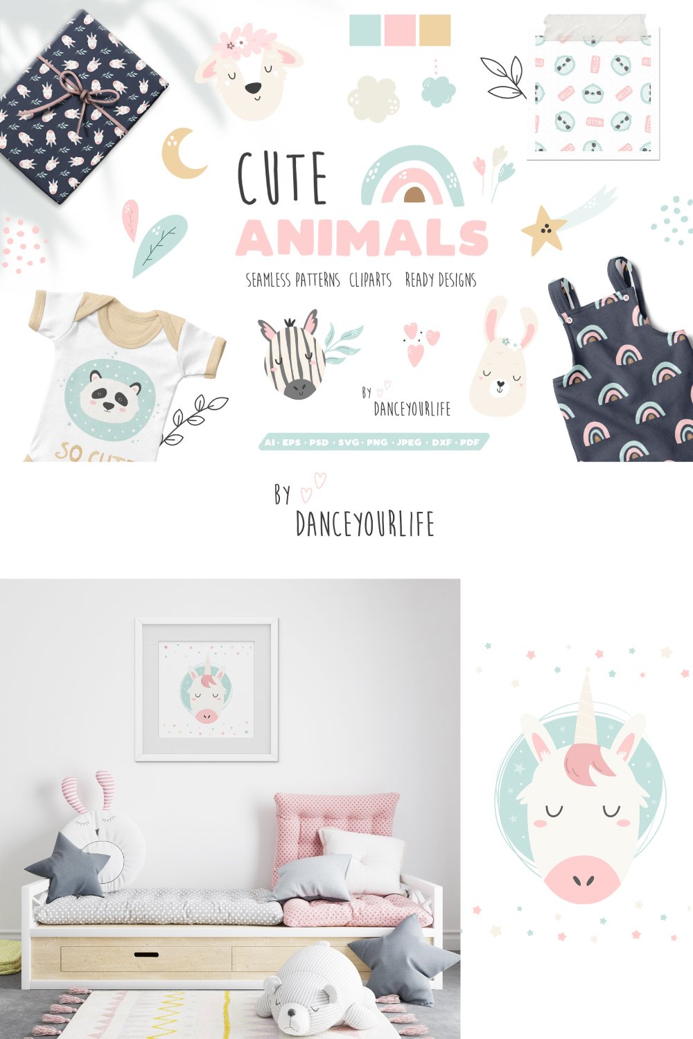 Cute adorable animals / Nursery designs, Baby print