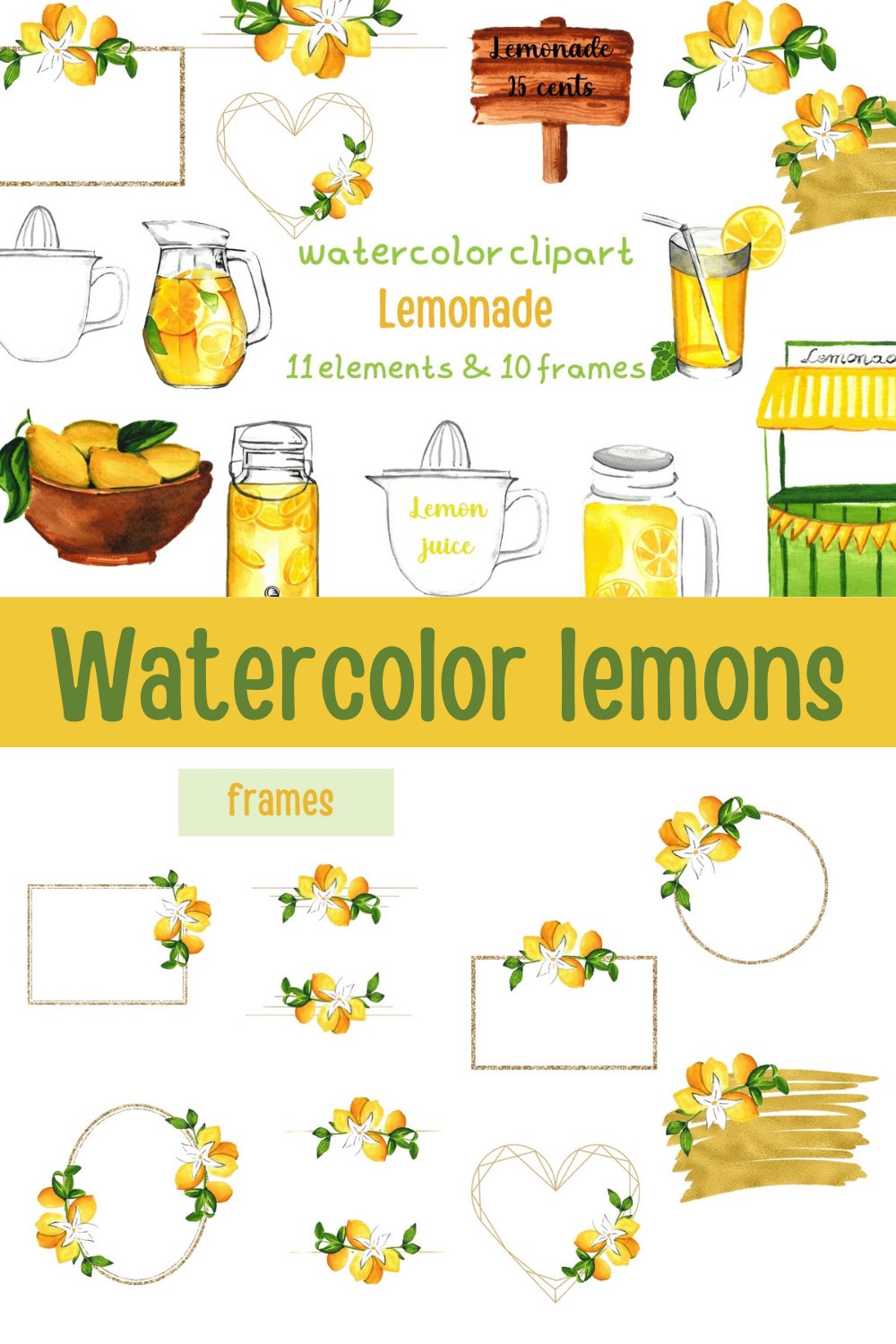 Lemonade Stand, Summer Clipart, Lemon Wall Art (2483714)