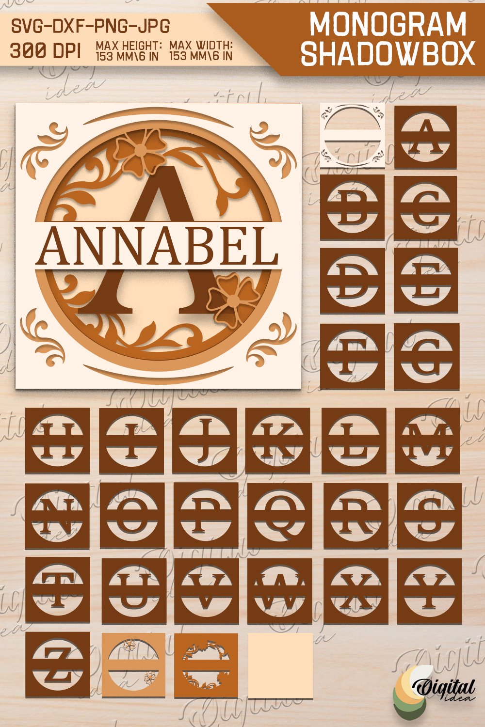 Shadow Box Alphabet Paper Bundle. 3D Layered (3056683)