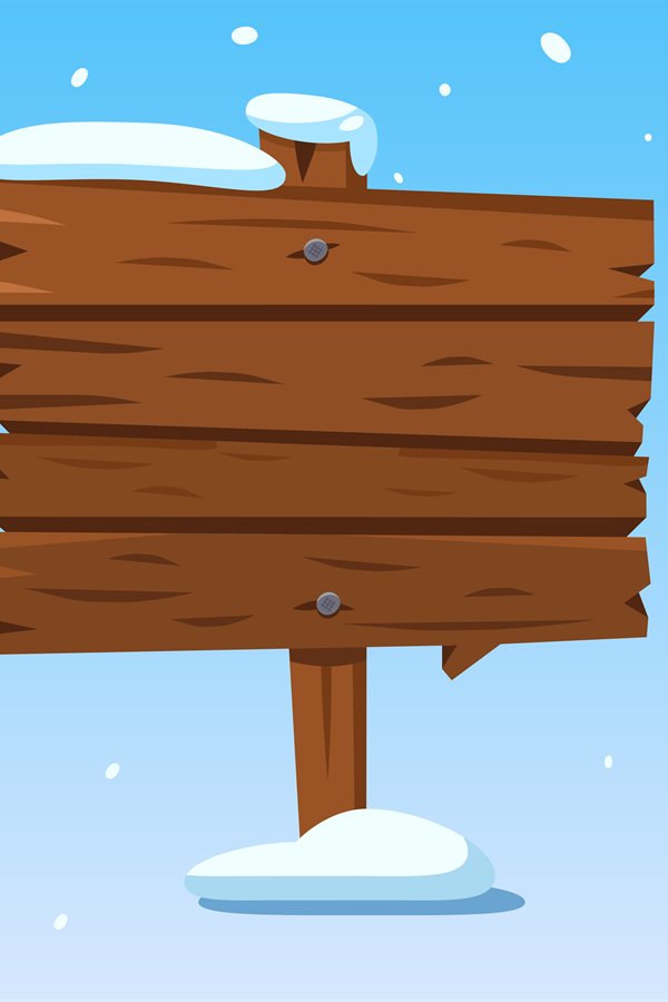 Wooden sign in snow. Christmas winter holidays signpost. Car