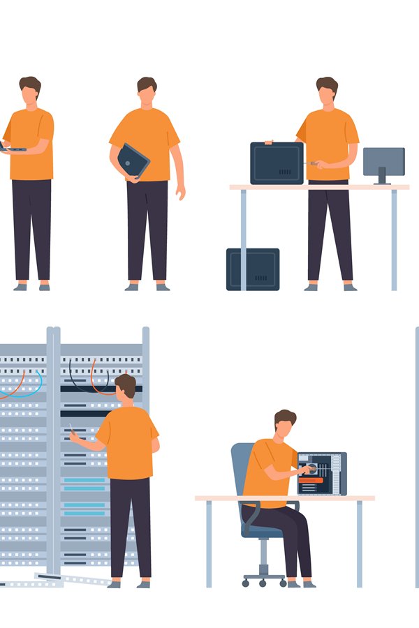 Flat server and computer repairman, technicians and system a