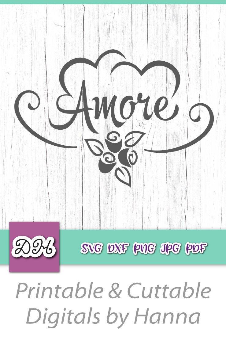 Amore French Love Sign Roses hearts SVG for Cricut (318080)
