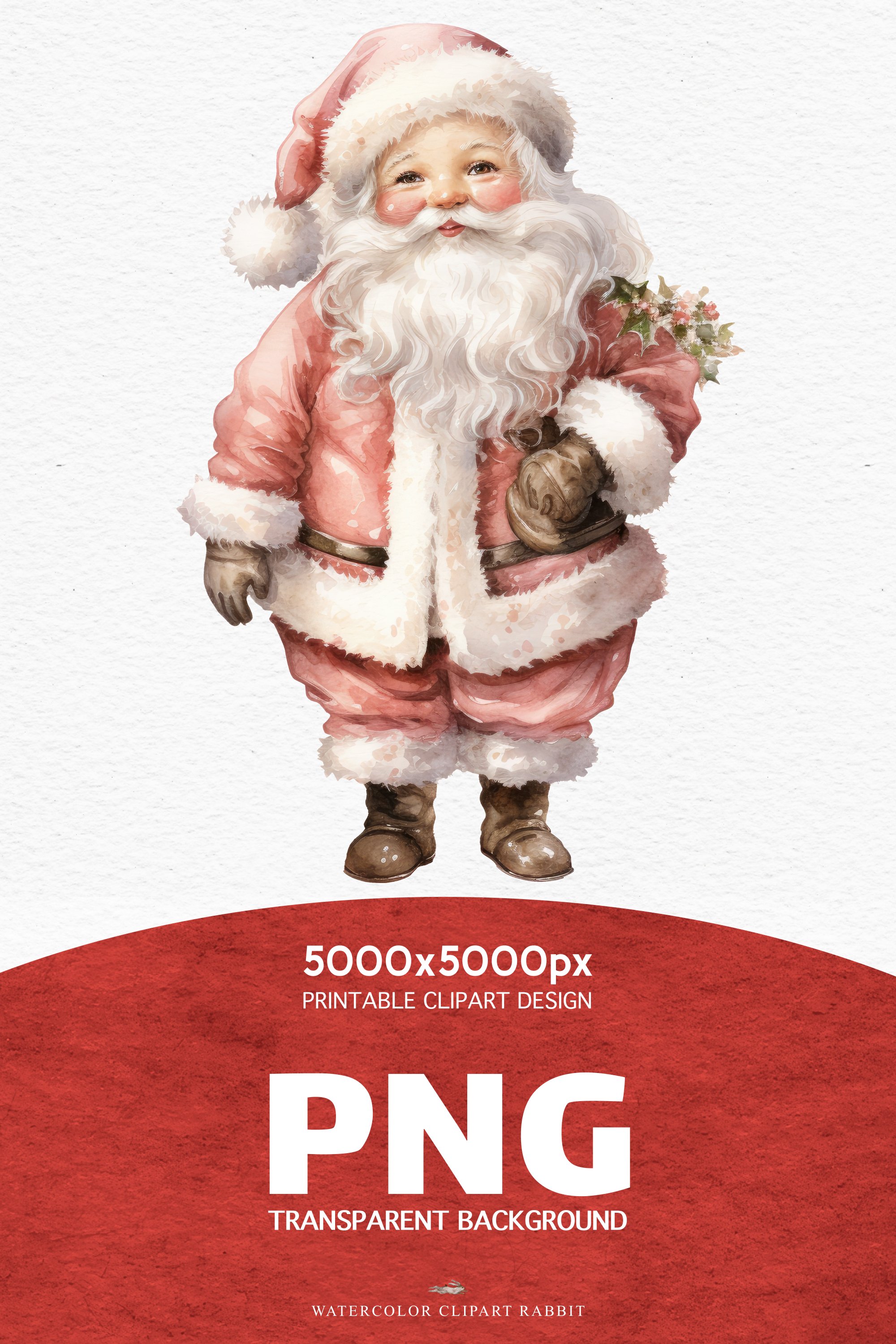 Pink Christmas Santa Claus Winter Clipart PNG Scrapbooking