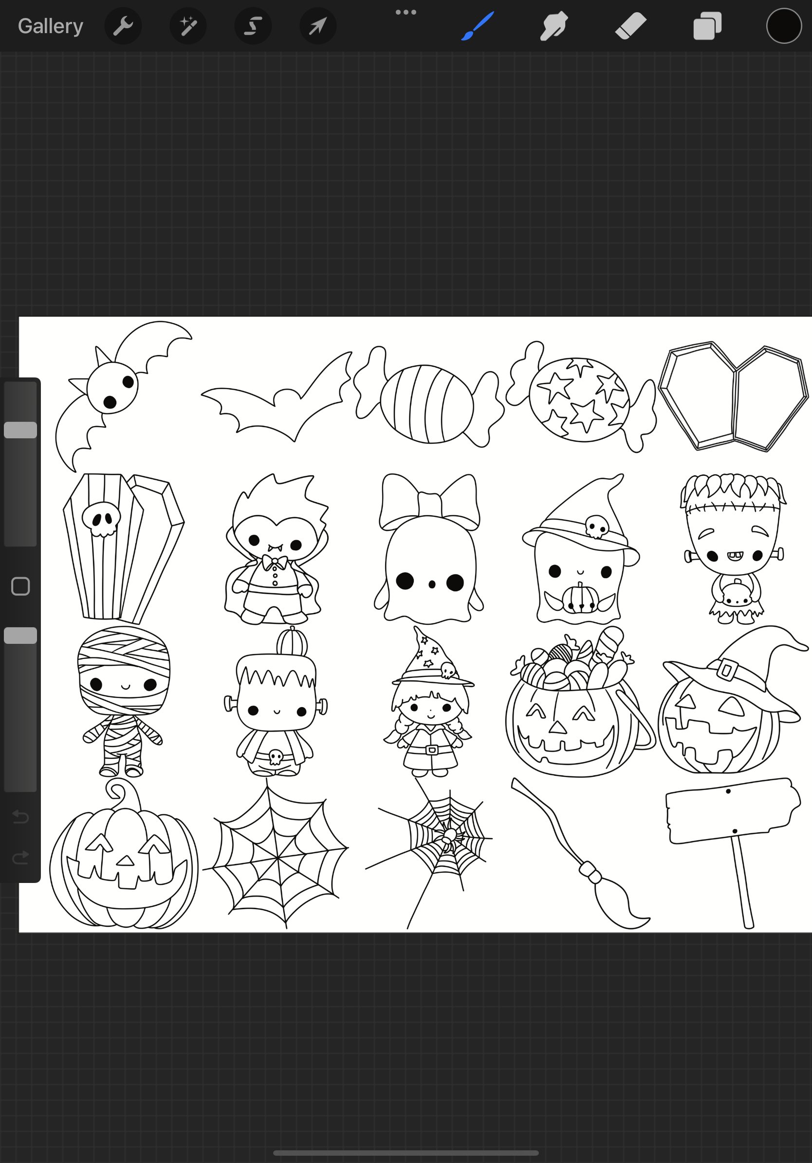 Halloween Elements Set 1 Procreate Brush Stamps, 20 Elements