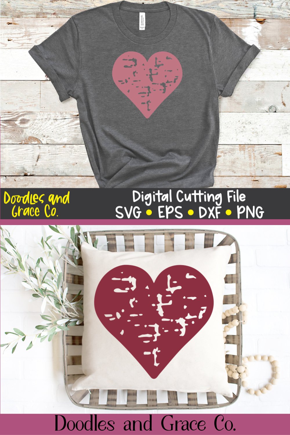 Grunge Heart SVG - Distressed Heart SVG - DXF - EPS - PNG