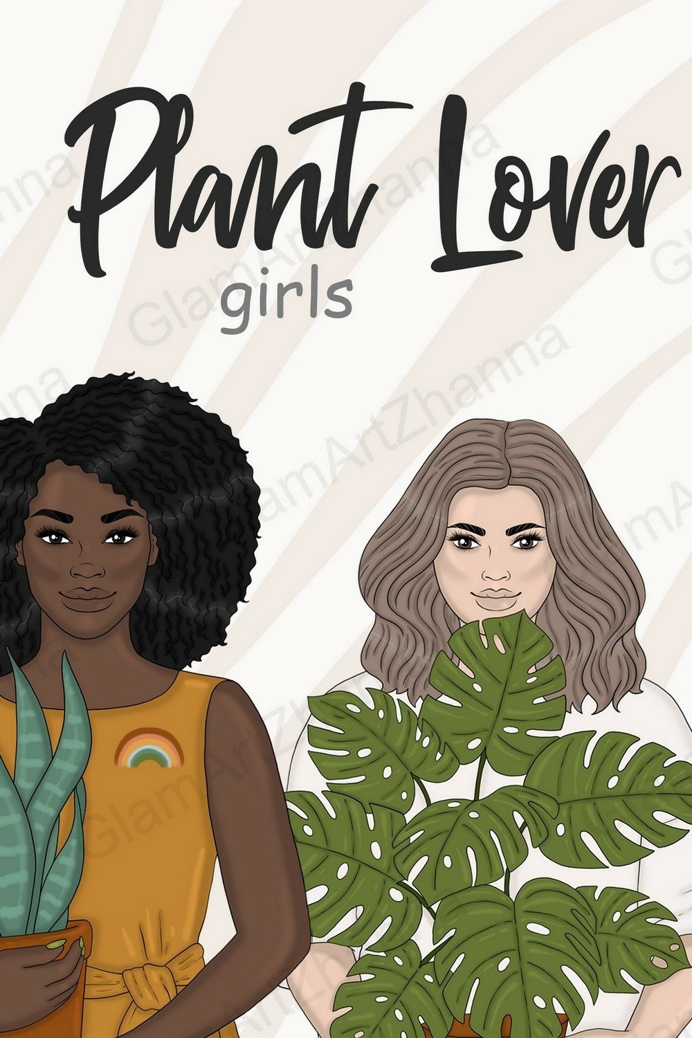 Plant Lover GIRLS Natural Garden Summer Spring Clipart PNG
