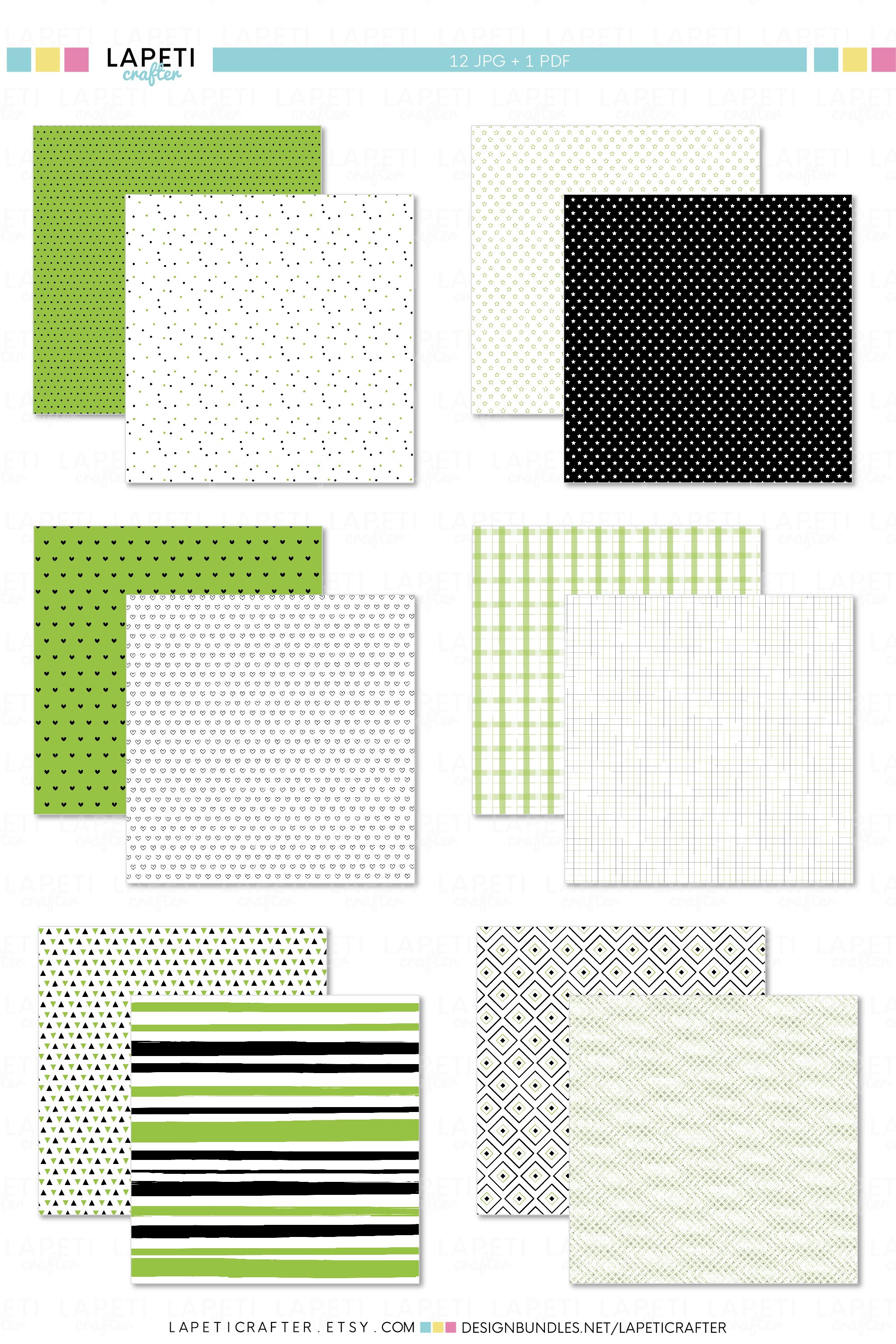 Green and black digital scrapbooking paper