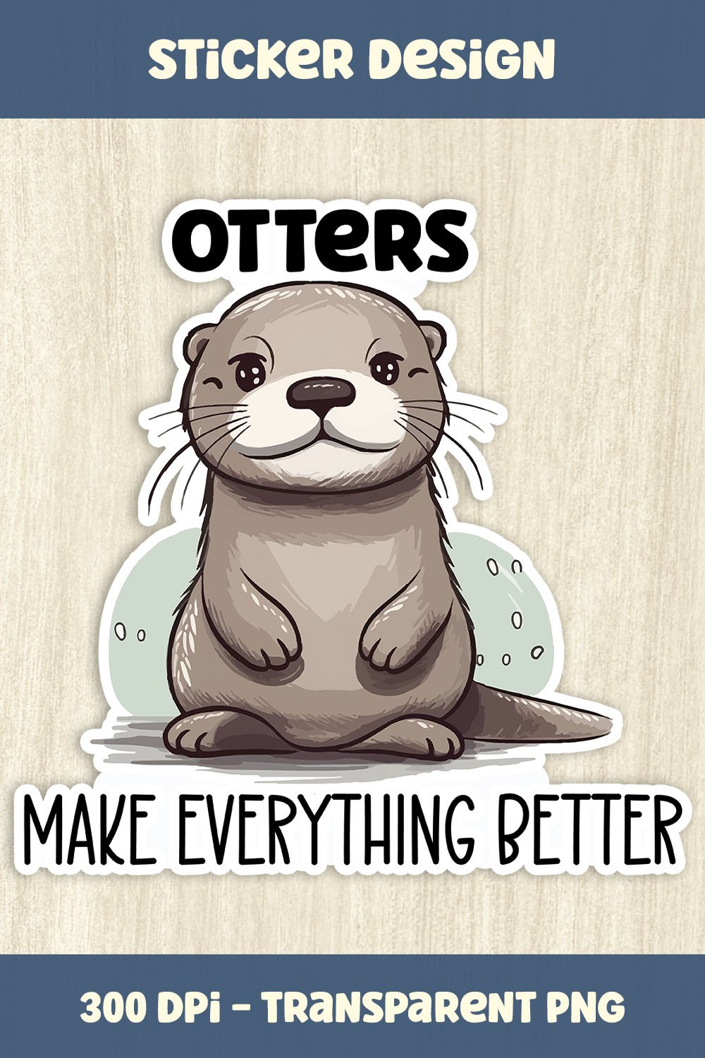Otter sticker design, transparent PNG
