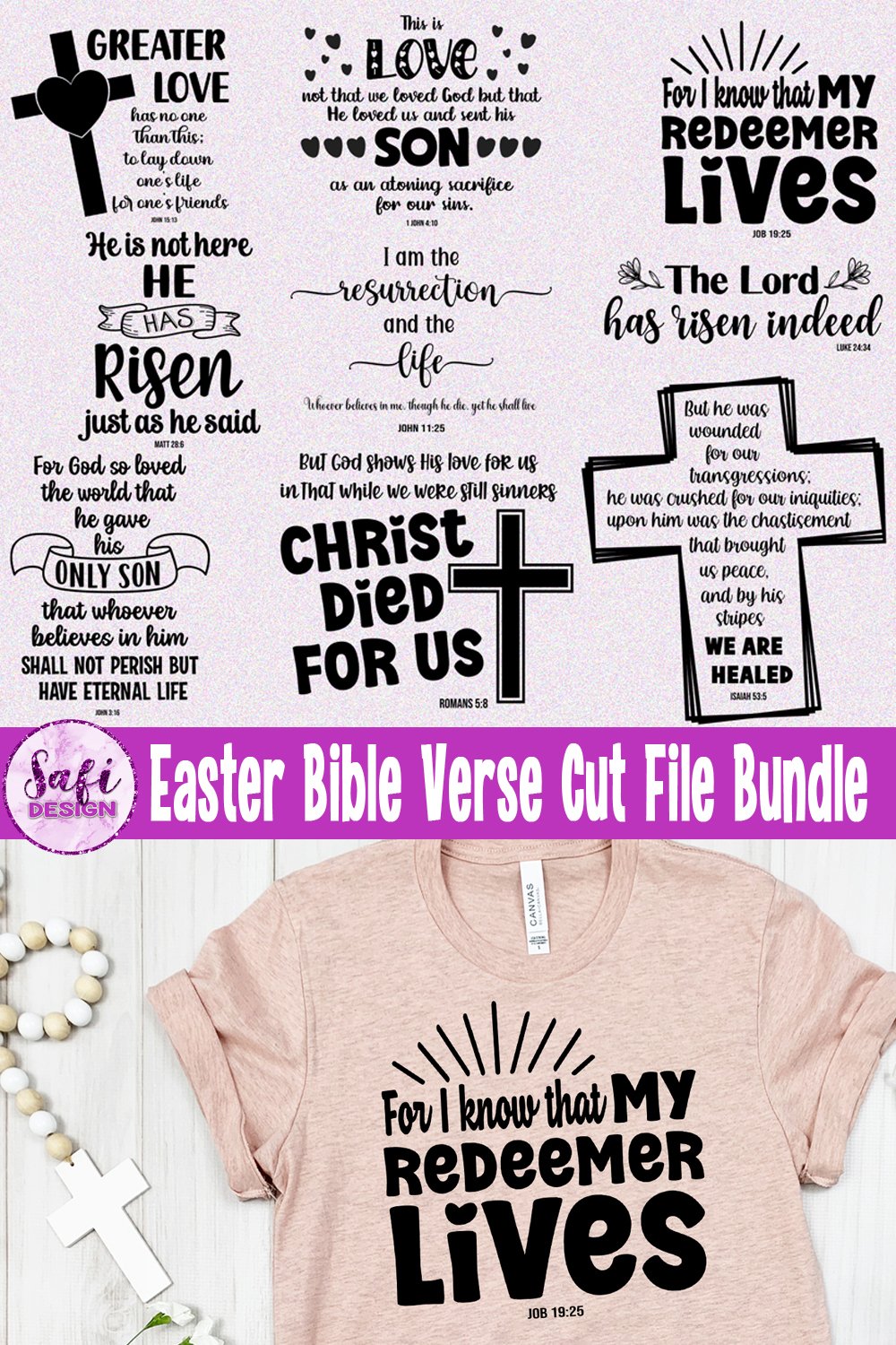 Easter Bible Verses Cut File Bundle - Scripture SVG