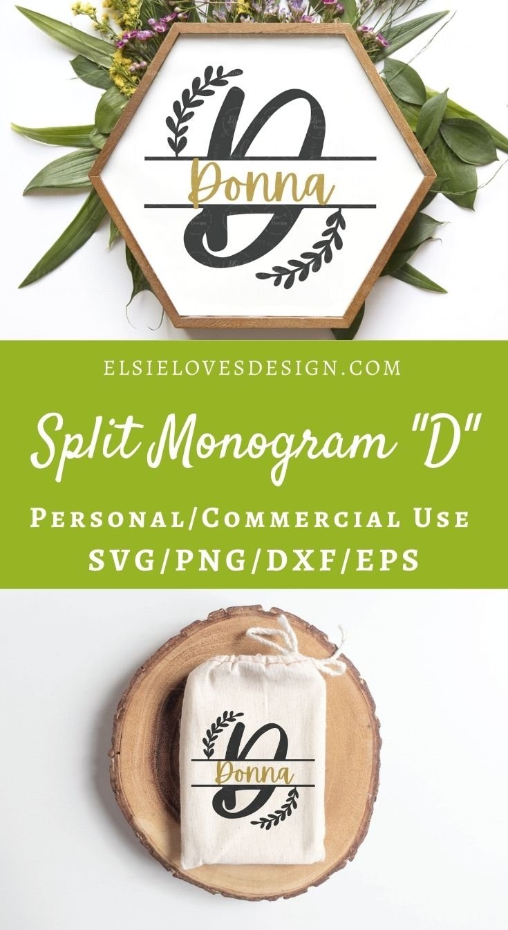 Handlettered Split Monogram D SVG Cut Files